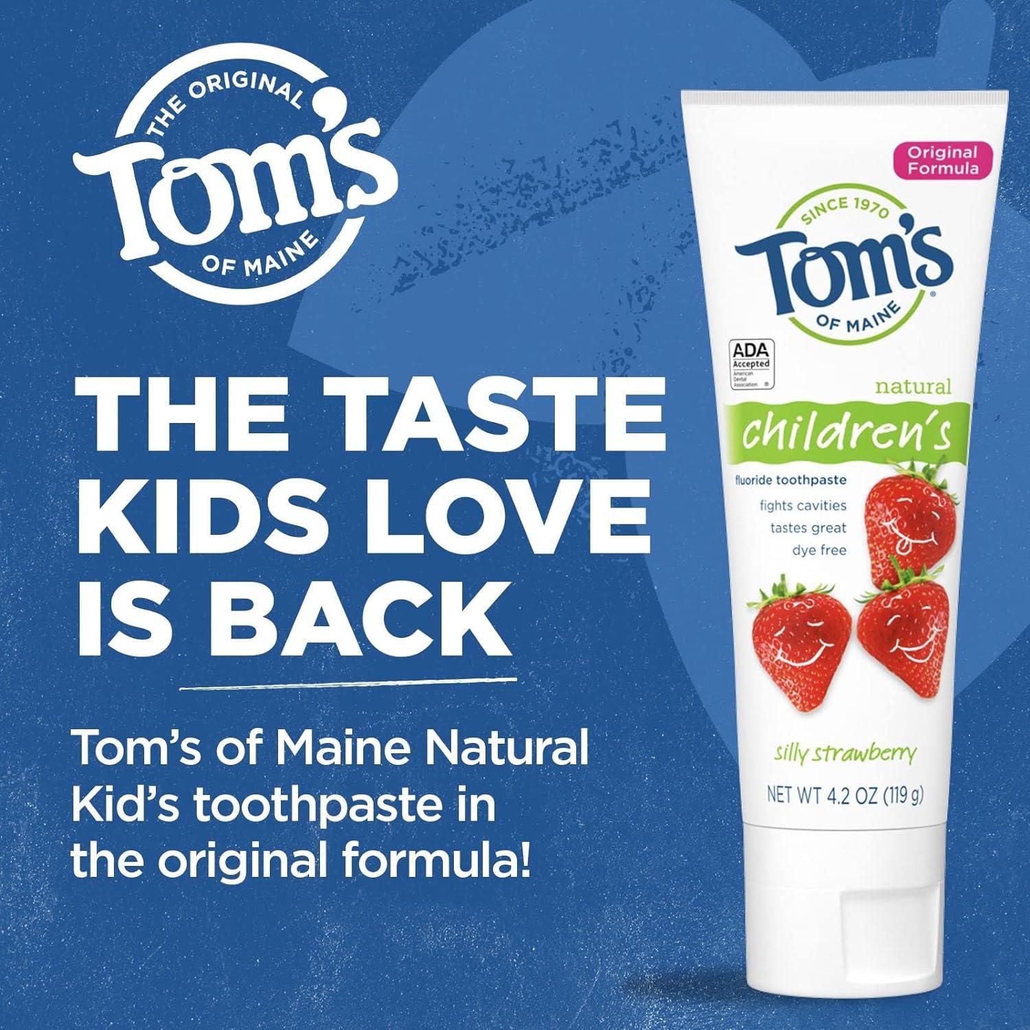 Tom's of Maine Natural Kid's Fluoride Toothpaste Silly Strawberry 5.1 ...