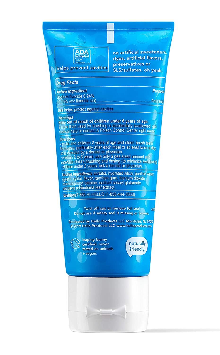 Hello Kids Fluoride Toothpaste - Blue Raspberry Flavor, 4.2 oz (119g ...