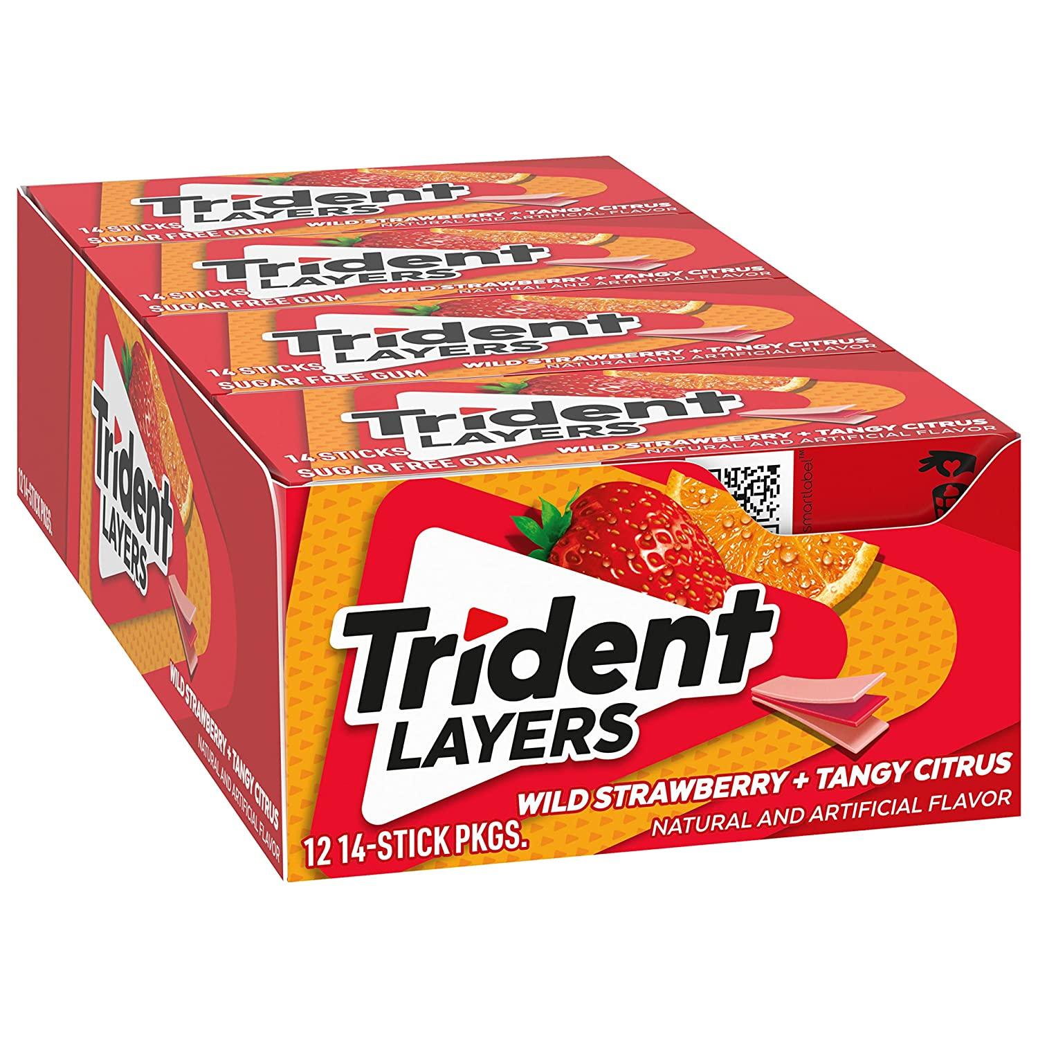 Trident Layers Strawberry & Citrus Sugar Free Gum - 12 Packs, 14 Pieces ...