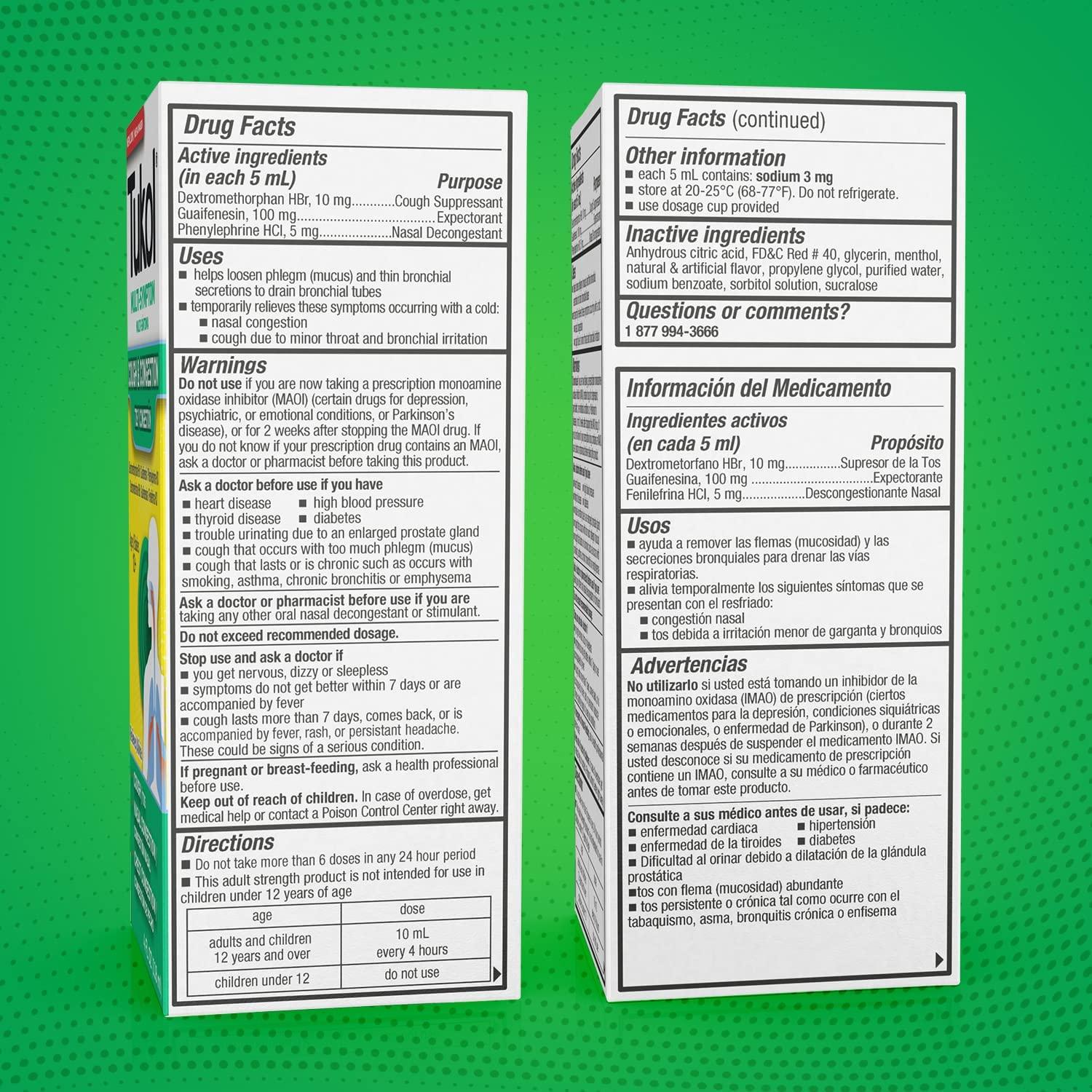 TUKOL Cough Congestion Treatment - 4 fl oz Syrup: Cough Suppressant ...