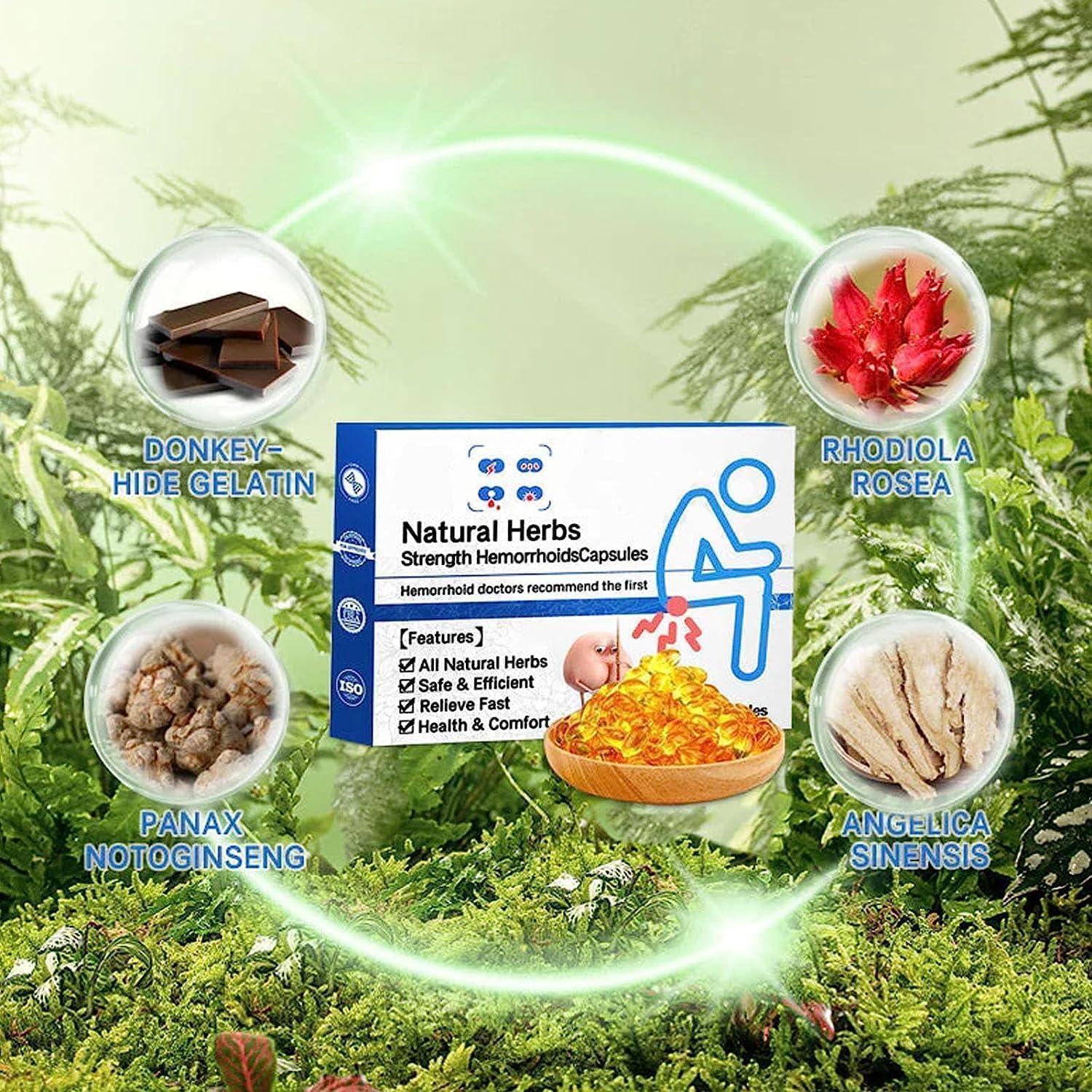 Natural Herbal Strength Hemorrhoid Treatment Capsules - Extra Strength ...