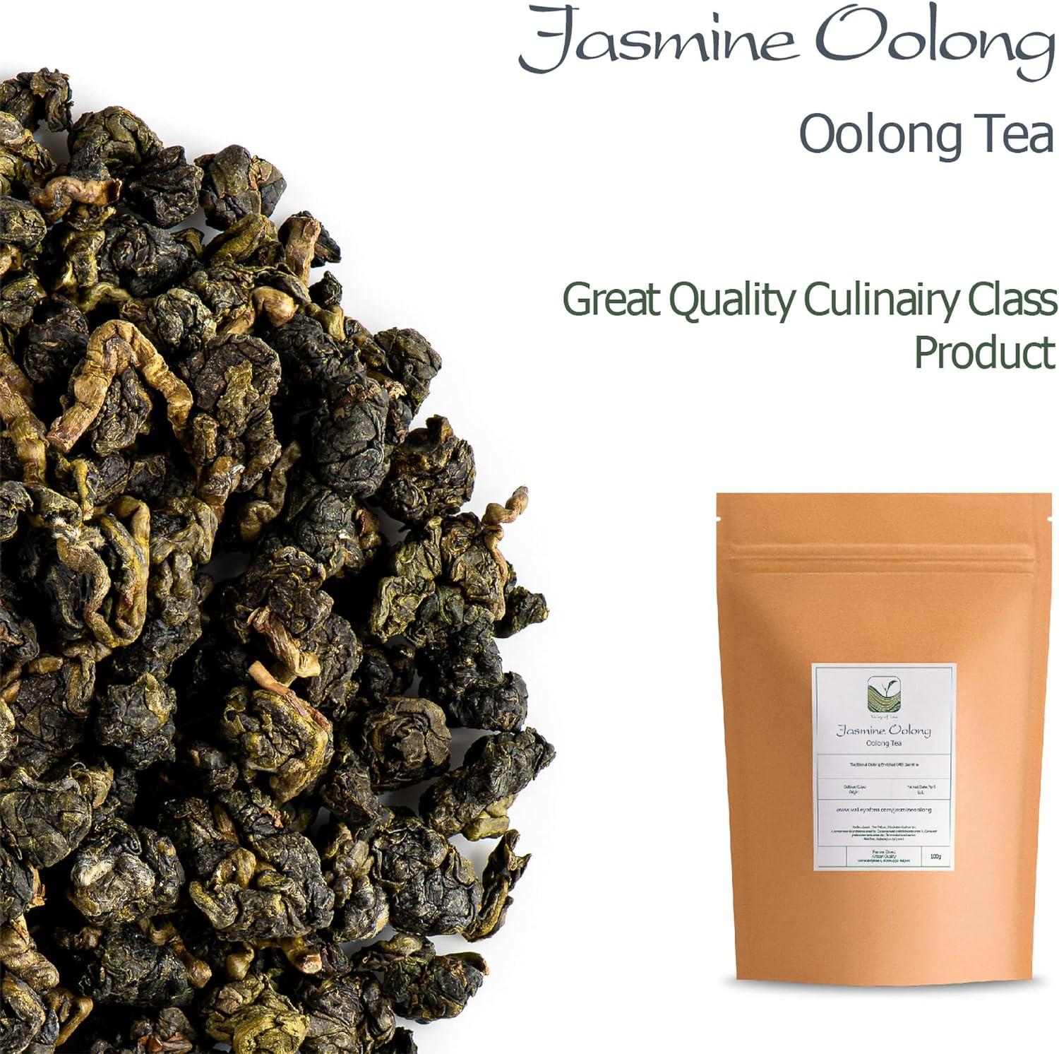 Jasmine Oolong Tea Artisan Quality - Whole Leaf Rolled With Real Jasmine Jasmine Oolong 100g ...