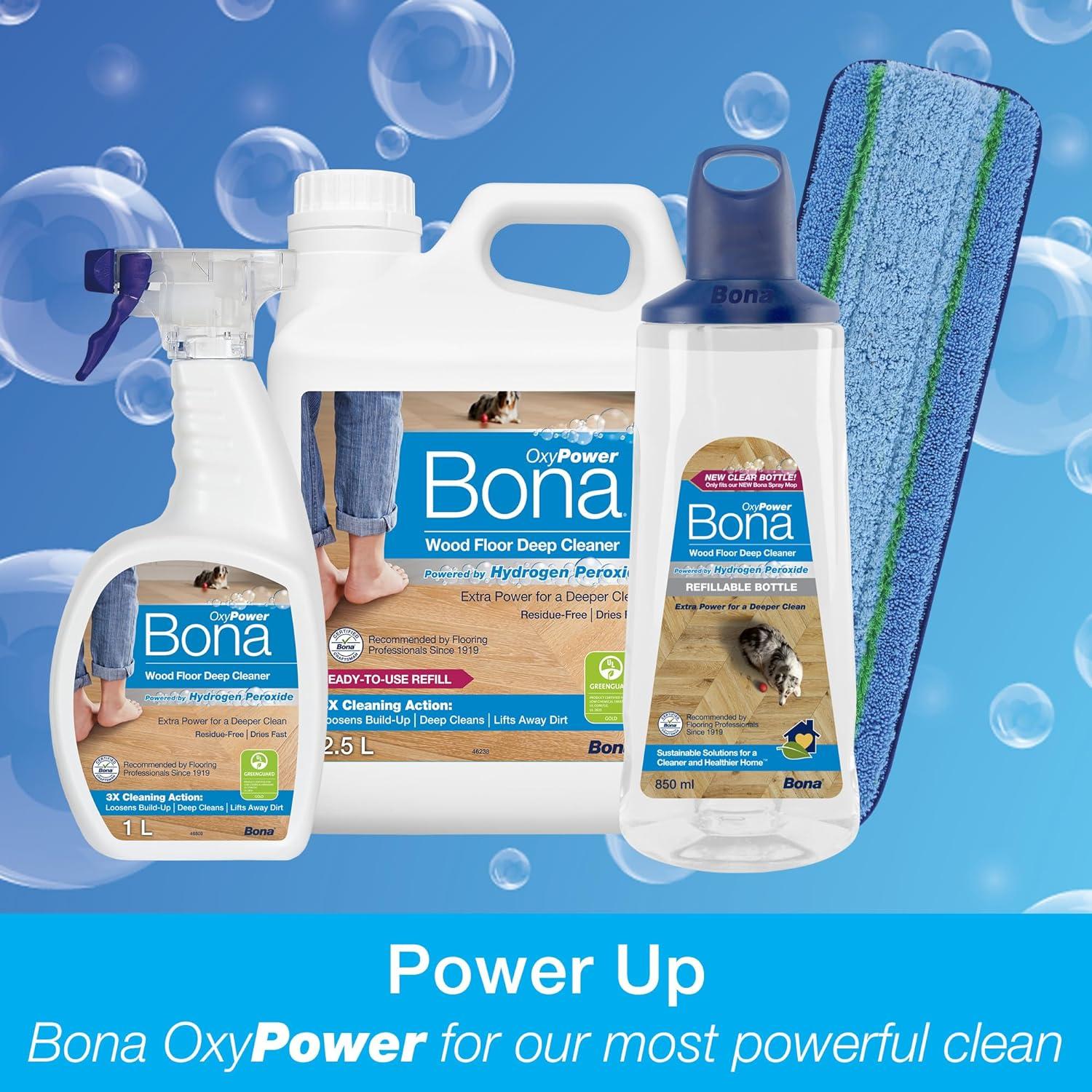 Bona OxyPower Wood Floor Deep Cleaner 1L Spray Bottle - Effective Wood ...