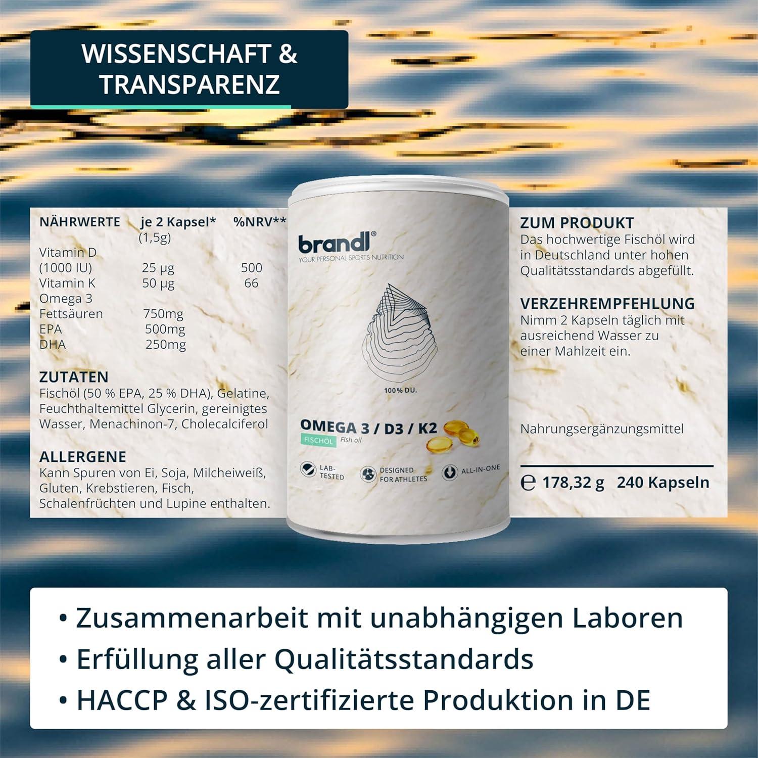 Buy Premium Vitamin D3 K2 Omega 3 Capsules | Brandl - Made in Germany ...