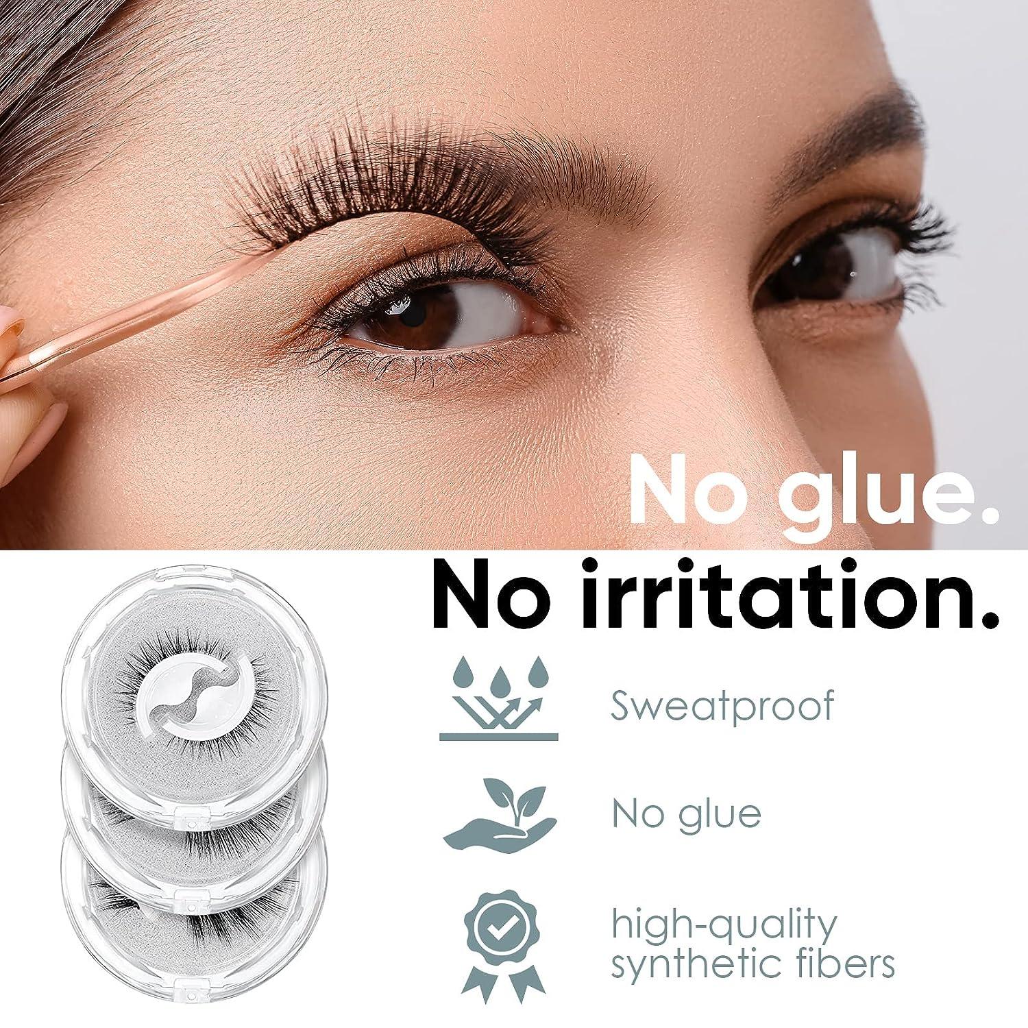 3 Pairs Reusable Self-Adhesive Eyelashes - Waterproof & Natural Look ...