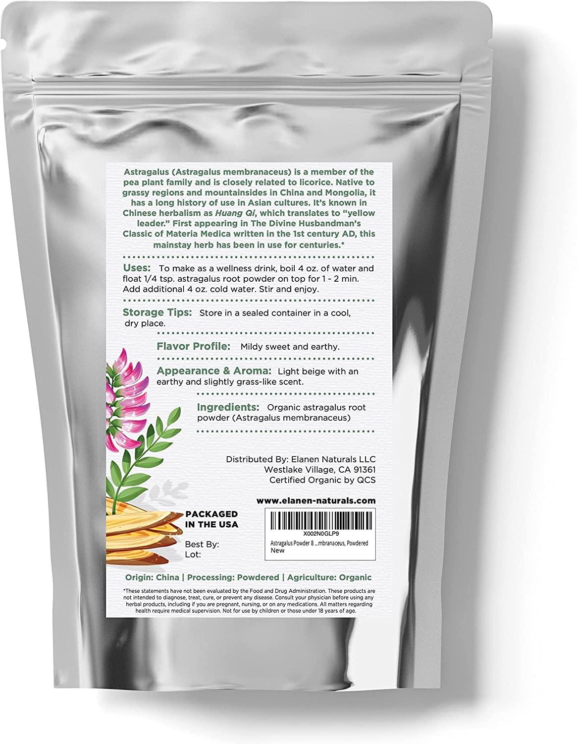 USDA Certified Organic Astragalus Root Powder - 8 oz (227g) | Pure ...