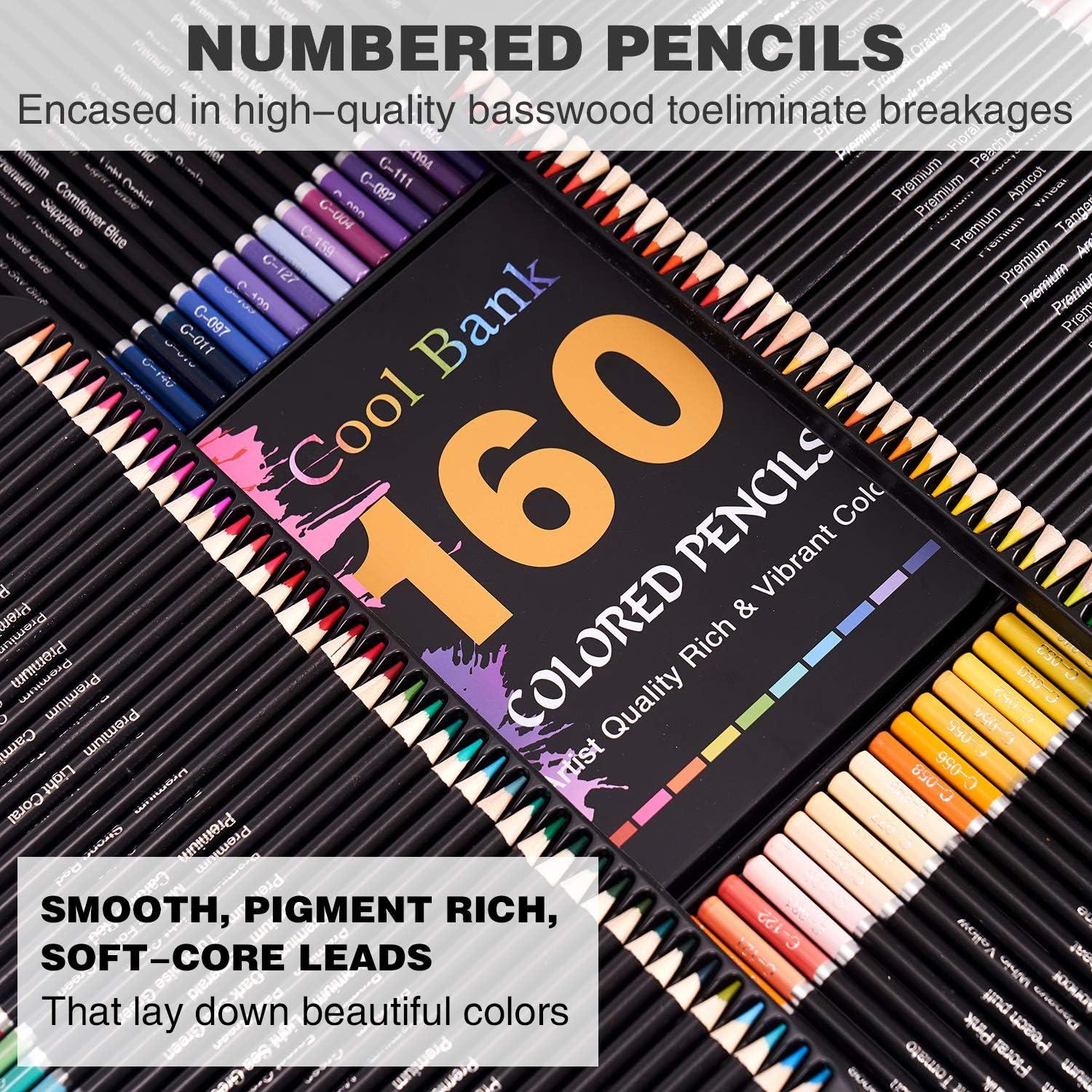 COOL BANK 160 Professional Colored Pencils Set for Coloring Books ...