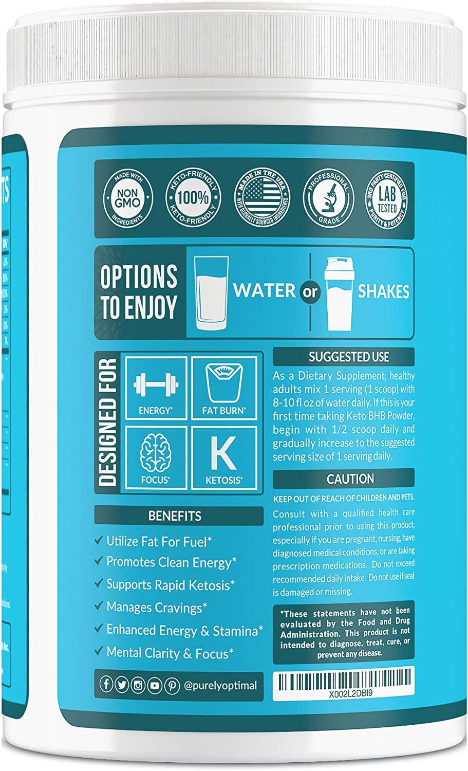 Premium Keto BHB Exogenous Ketones Powder Supplement - Lemon Flavor ...