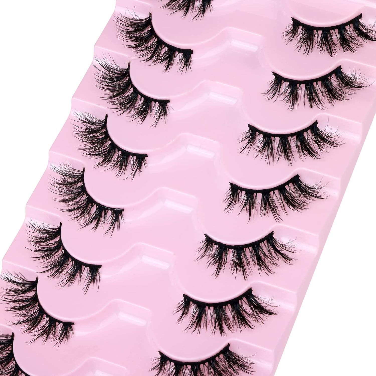 GVEFETIEE 5D Mink Half False Eyelashes - Natural Wispy Cat Eye ...
