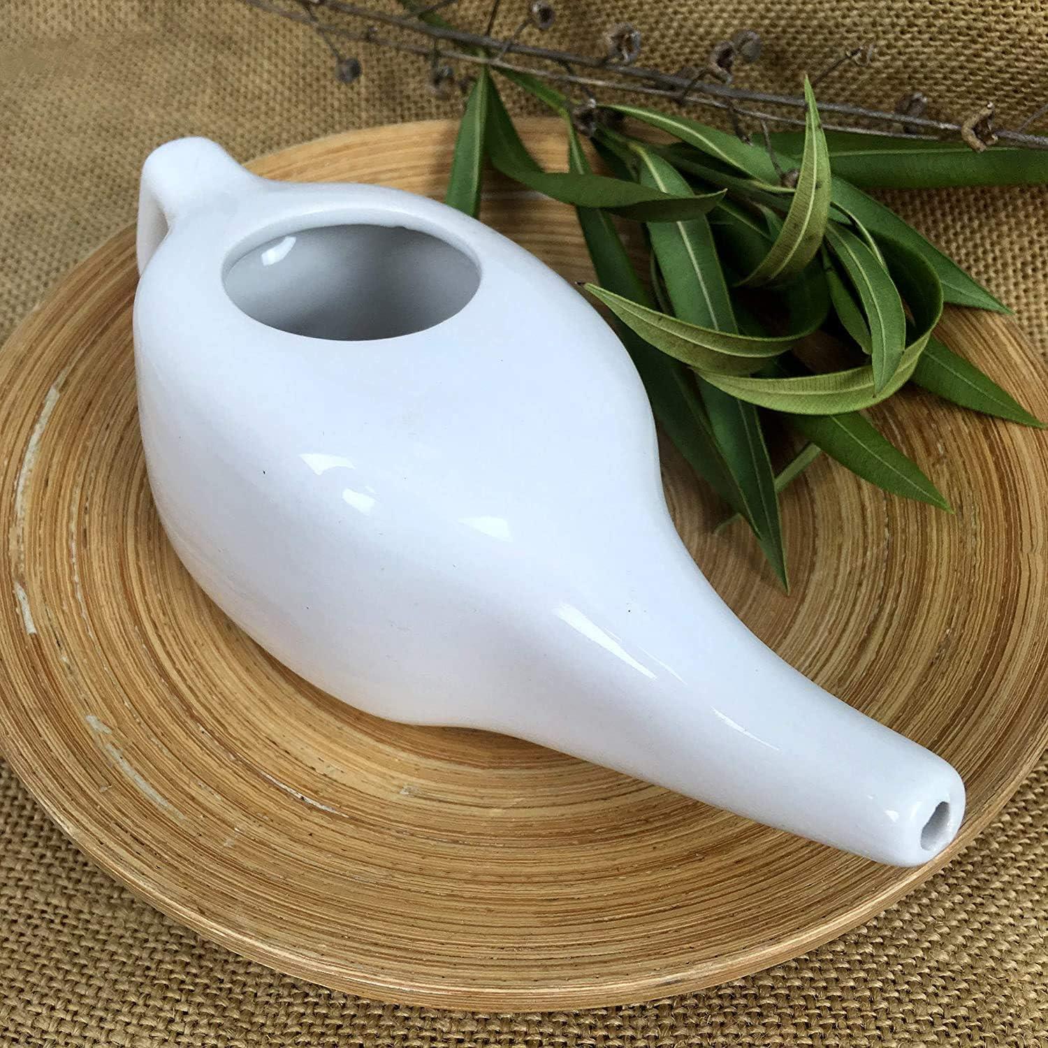 Lead-Free Ceramic Neti Pot 200ml - Nasal Irrigation for Sinus ...