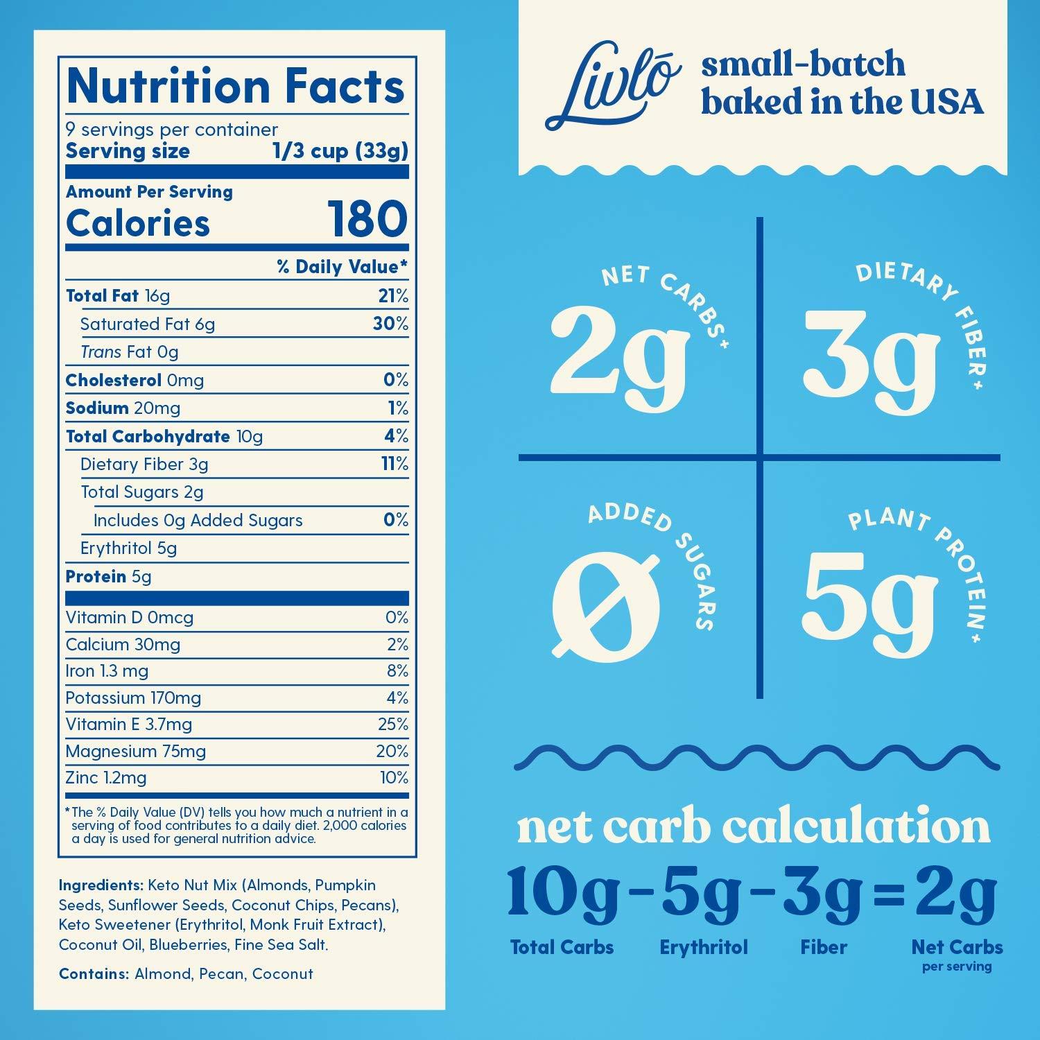 Livlo Keto Nut Granola - Low Carb Cereal With Only 2g Net Carb - Grain ...
