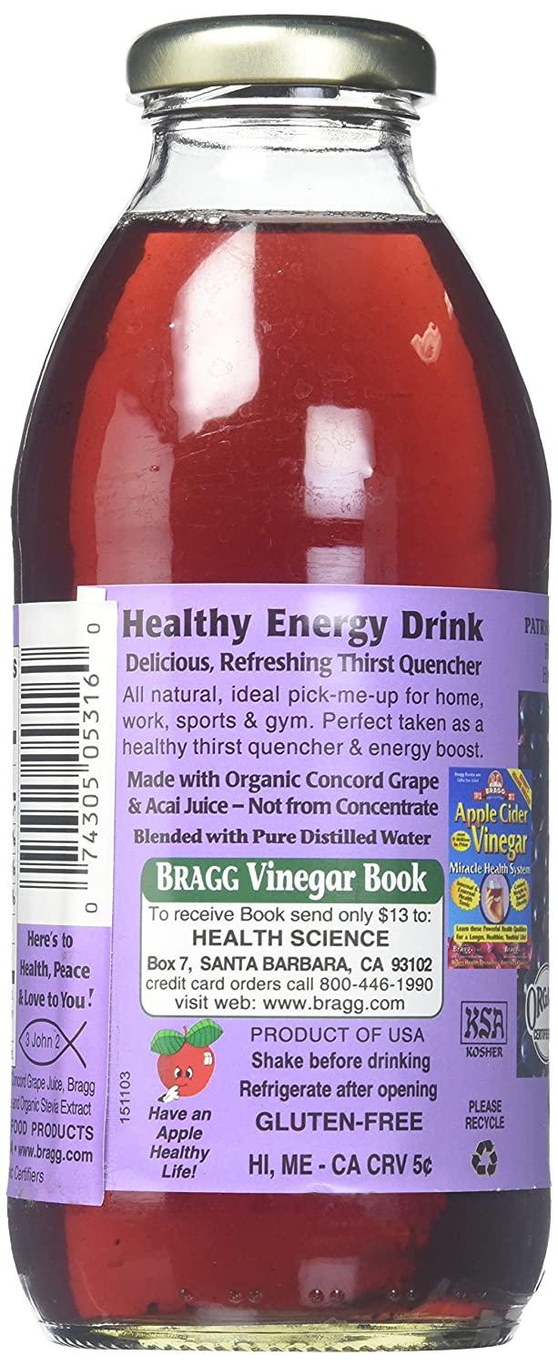 Bragg Apple Cider Grape & Acai 16oz - Pack of 12 | Organic ACV Drink ...