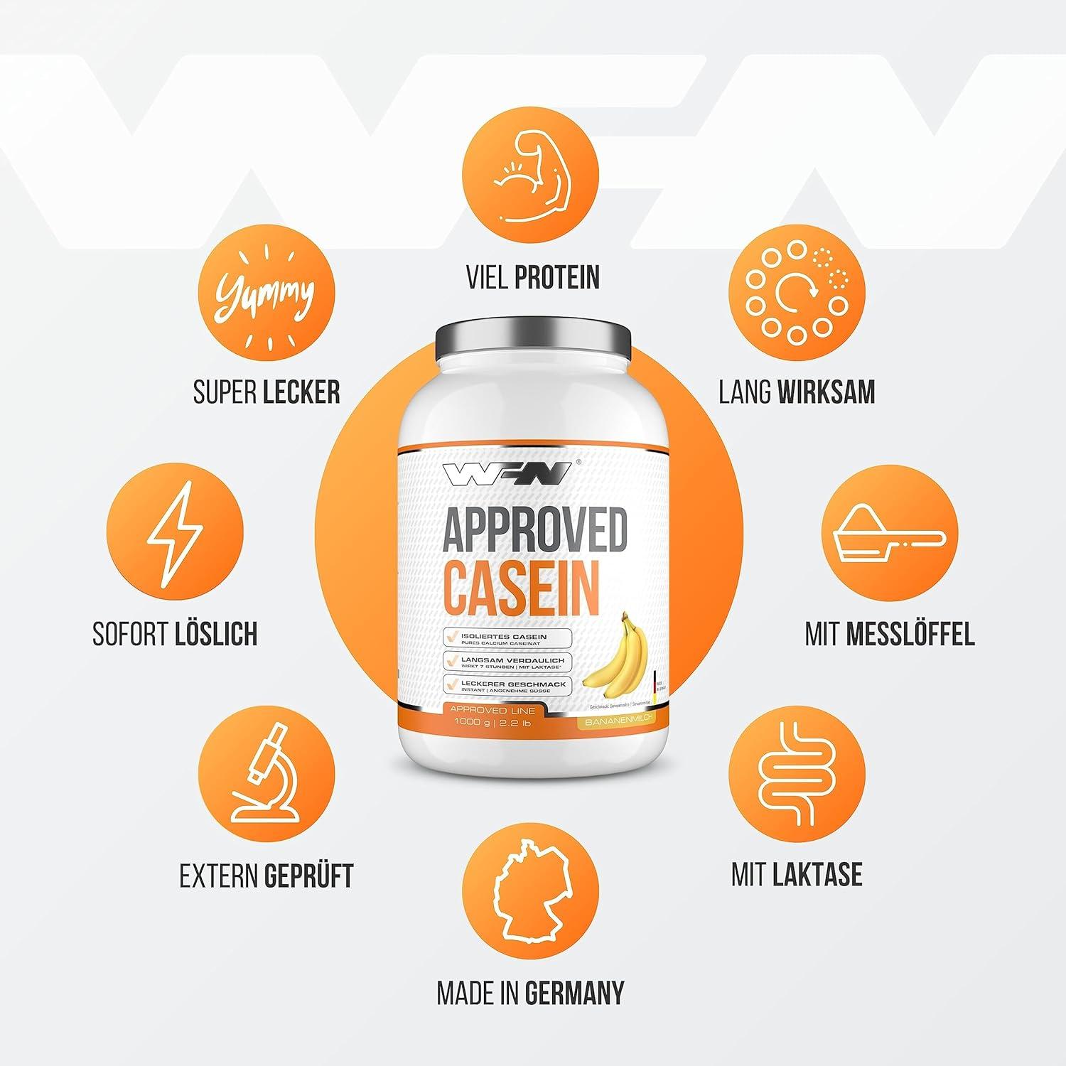 Wfn Approved Casein Protein Powder - Banana Milk 1 kg | Creamy Soluble ...