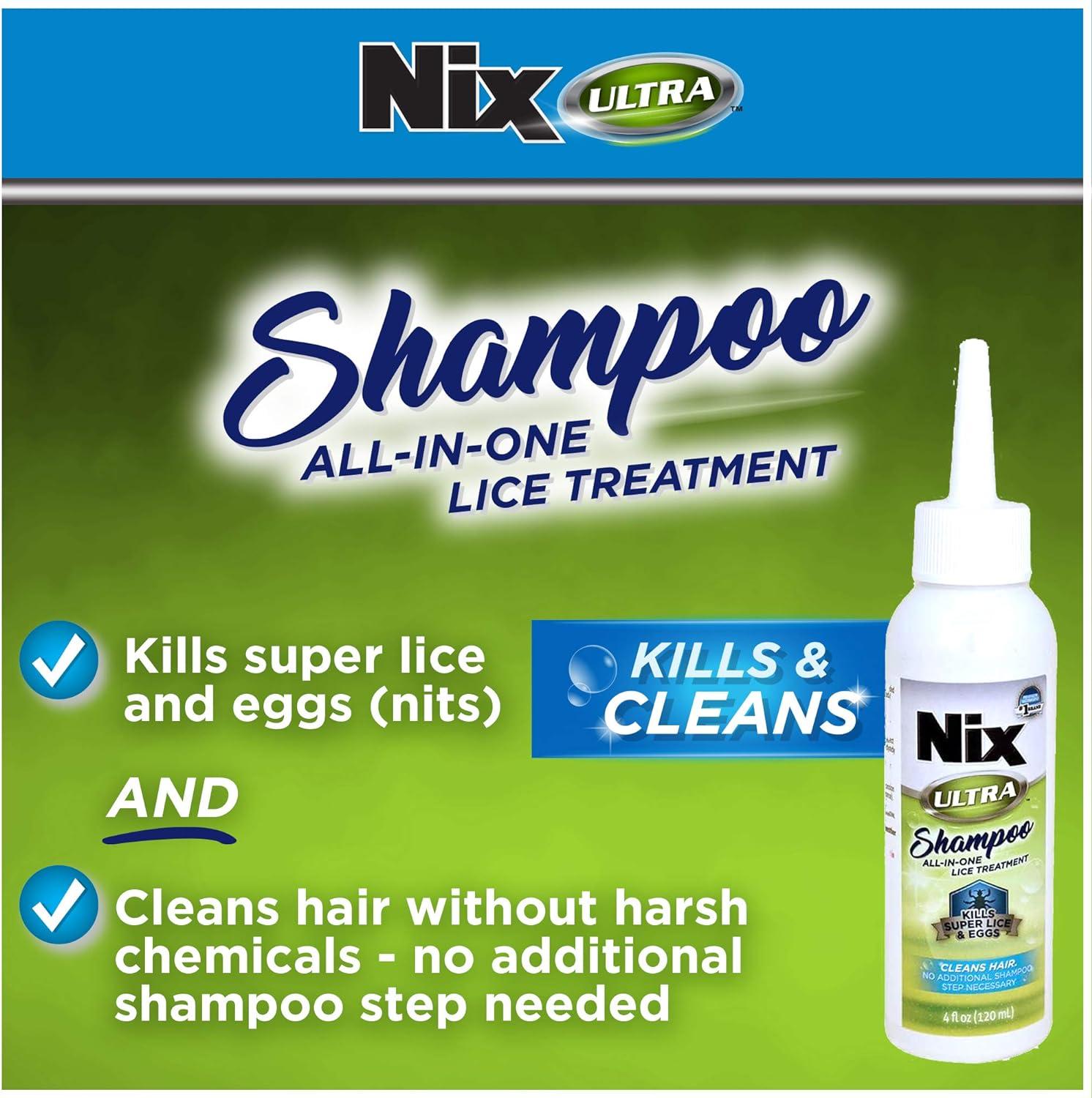 Nix Ultra Lice Shampoo & Egg Removal Comb - 4 Fl Oz | Effective Lice ...