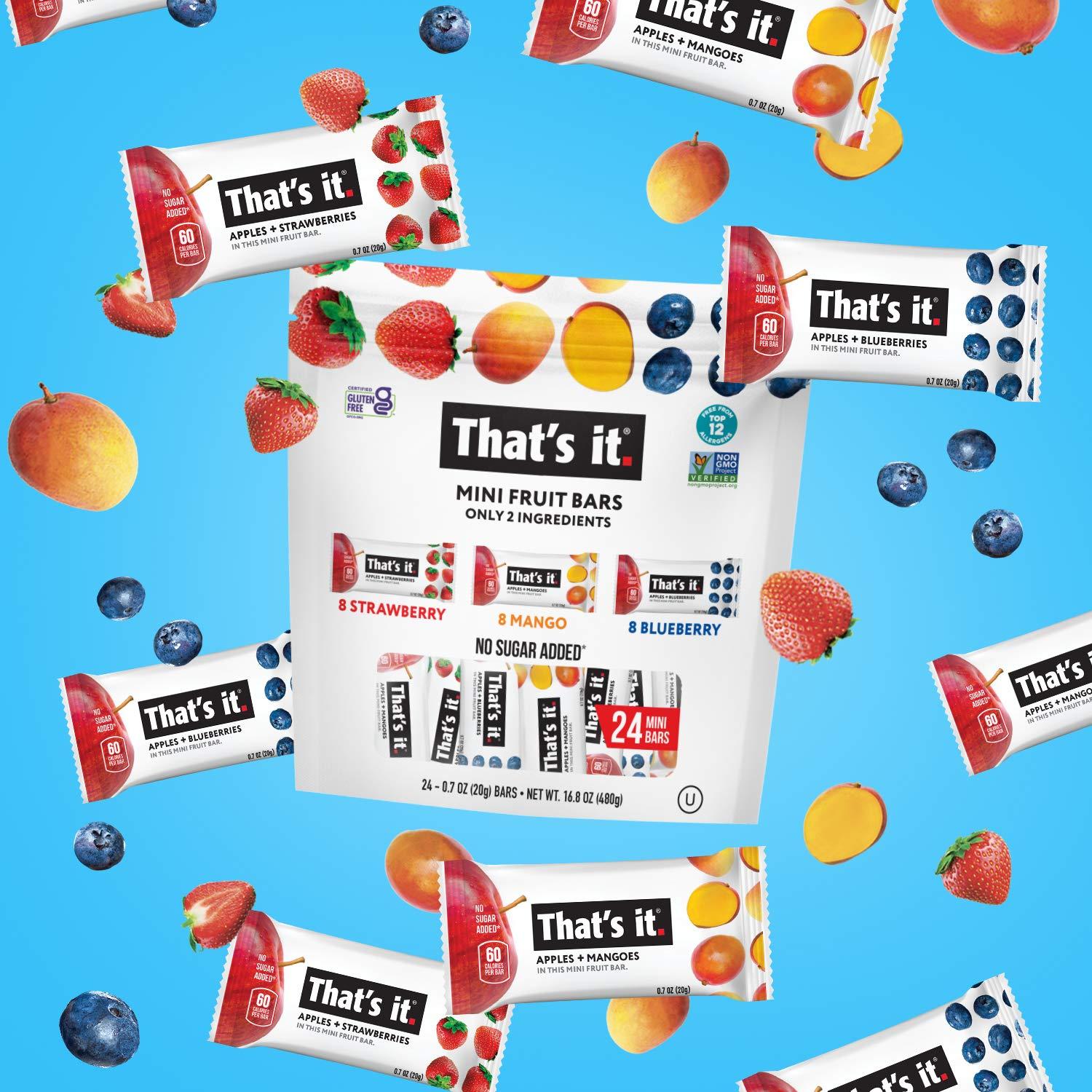 Mini Fruit Bars Variety Pack - No Sugar Added, Plant-Based, Vegan ...