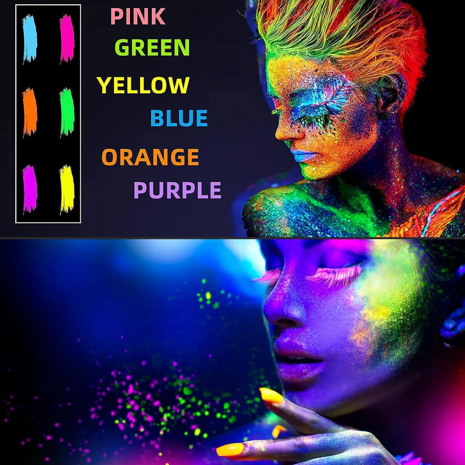 UV Blacklight Neon Face Paint Stick Set - 6 Colors Non Toxic Body Paint ...