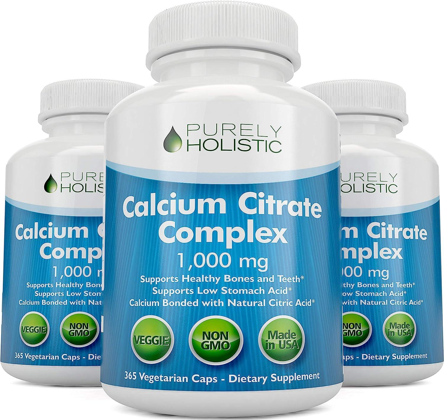 Calcium Citrate 1000mg - 365 Vegan Capsules with Parsley, Dandelion ...