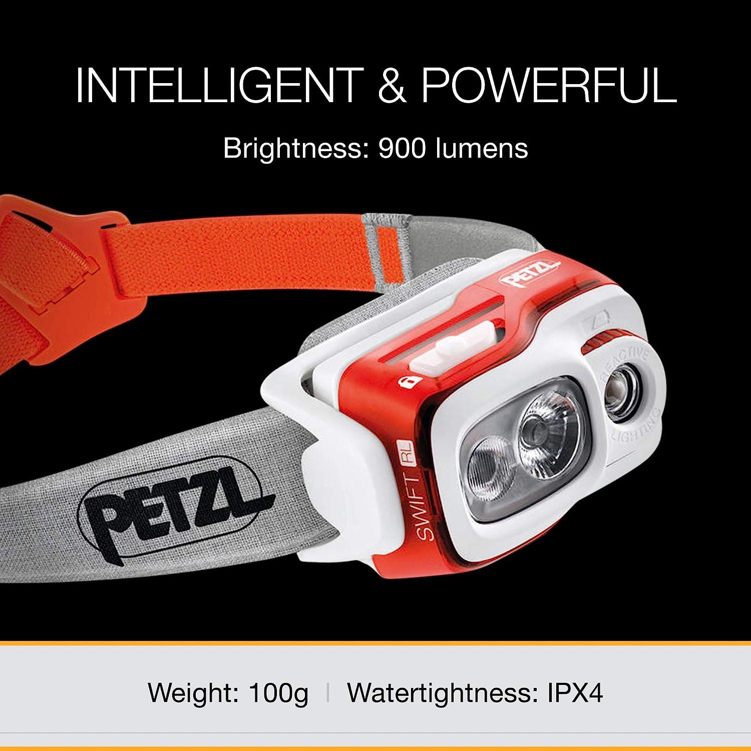Petzl Swift RL 900 Lumens Rechargeable Headlamp with Auto Brightness ...