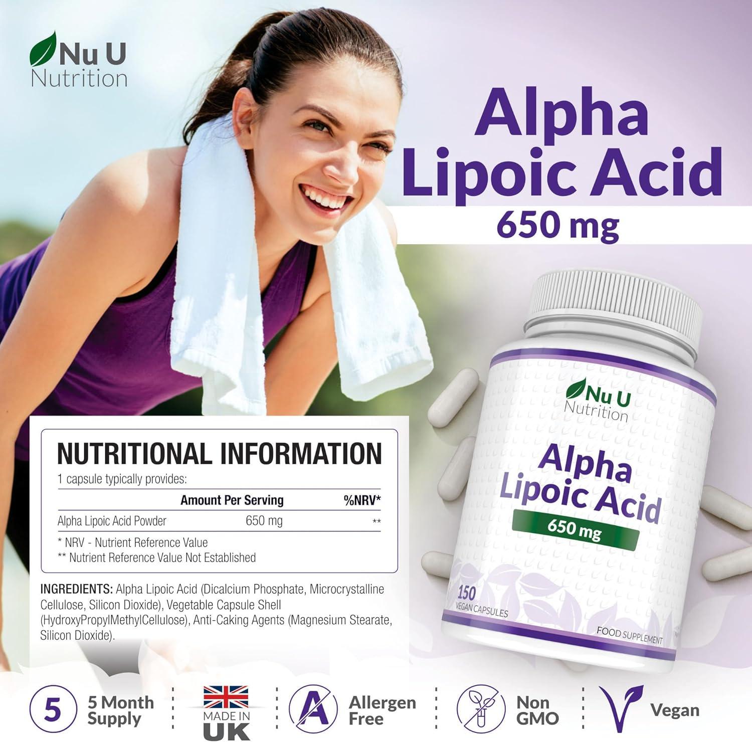 Alpha Lipoic Acid 650mg 150 High Strength Vegan and Vegetarian ALA Capsules 5 Month Supply UK ...