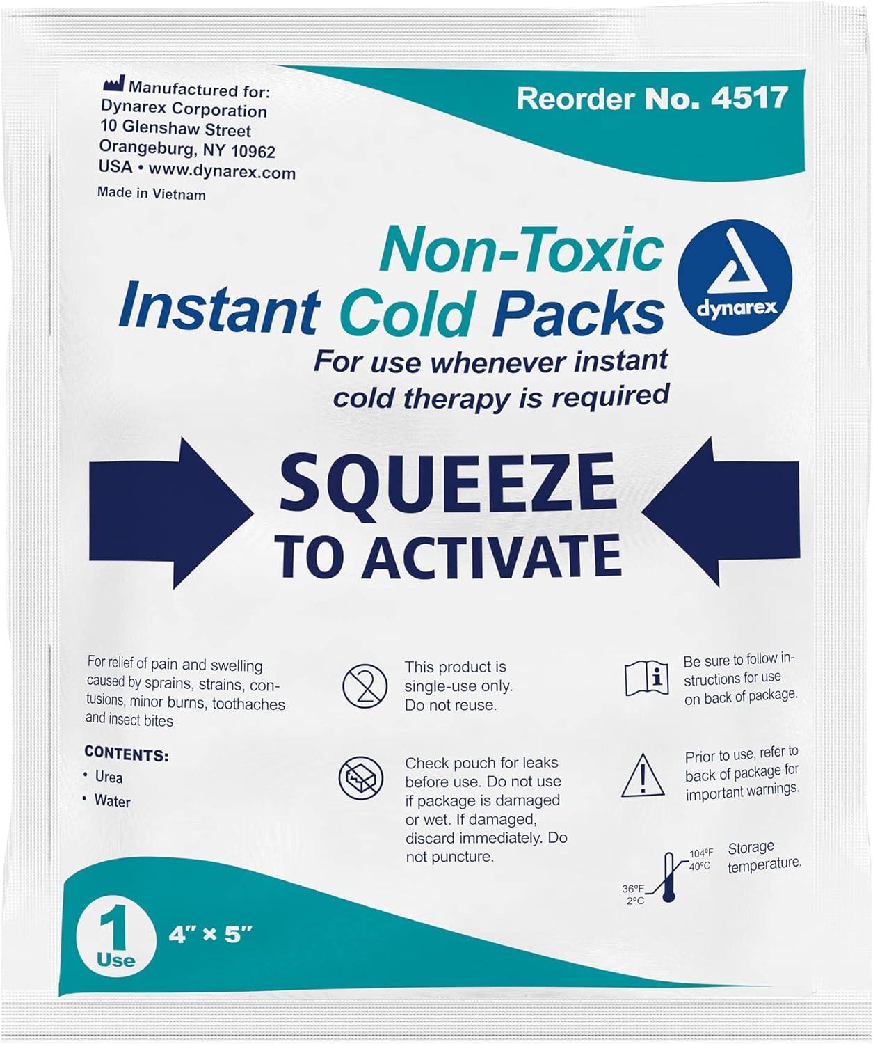 Dynarex Instant Cold Packs with Urea - 24-Pack 4x5 Disposable Ice Packs ...