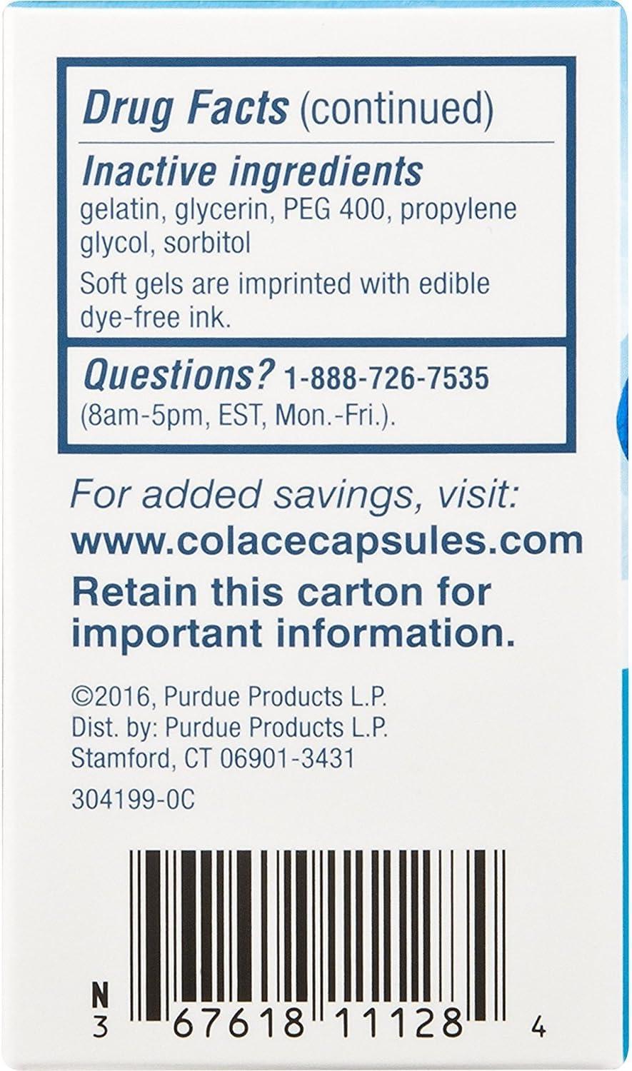 Colace Clear Stool Softener 50mg Soft Gels - 28 Count | Gentle ...