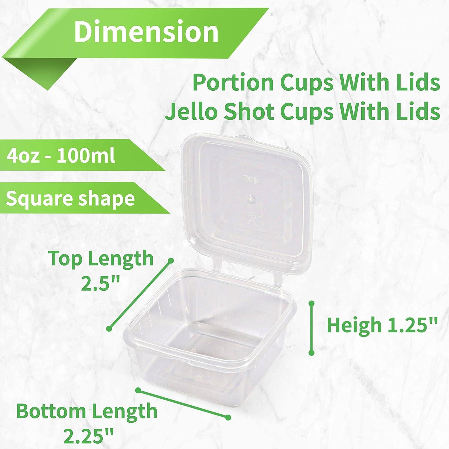 RIKICACA 4oz 200 Pack Small Plastic Containers with Lids - Jello Shot ...