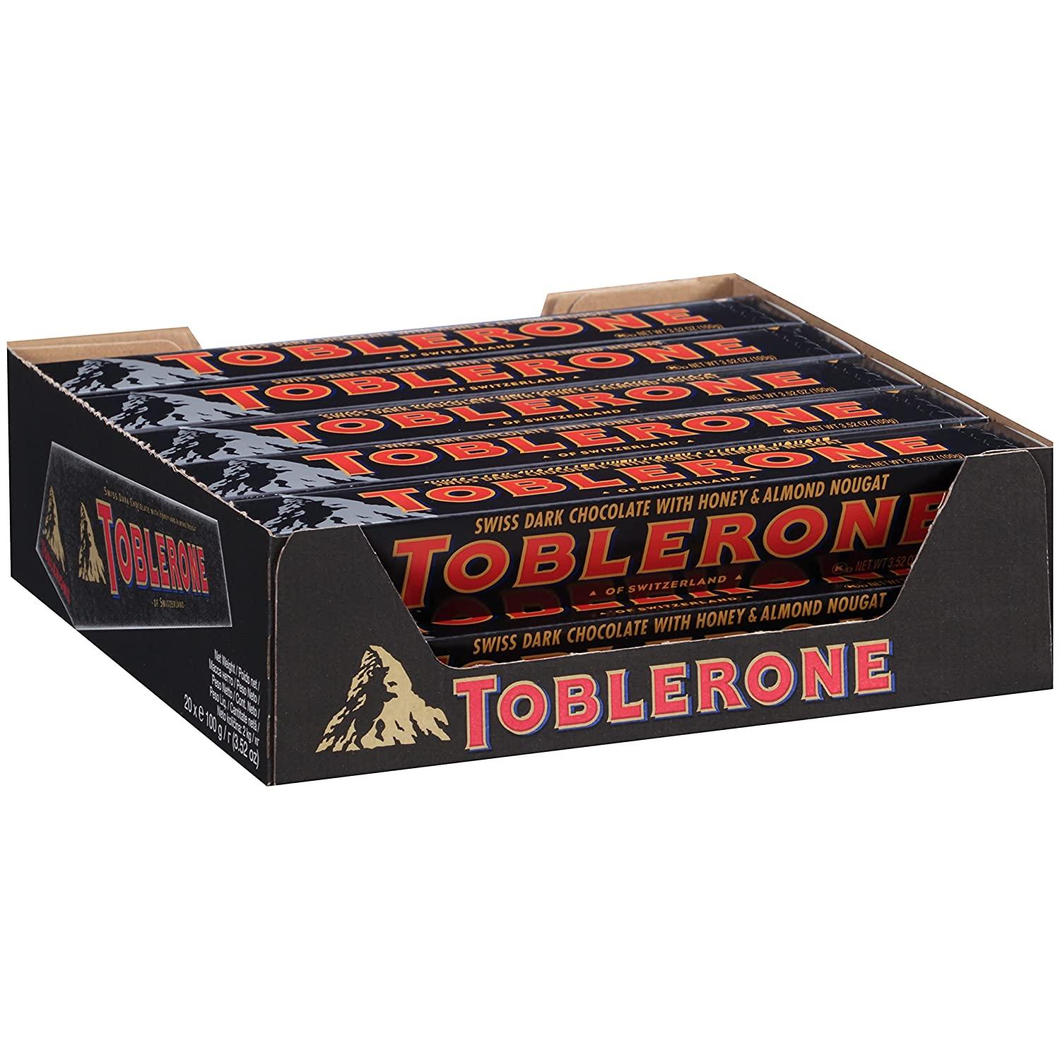 Toblerone Swiss Dark Chocolate with Honey & Almond Nougat - 20 Pack, 3. ...
