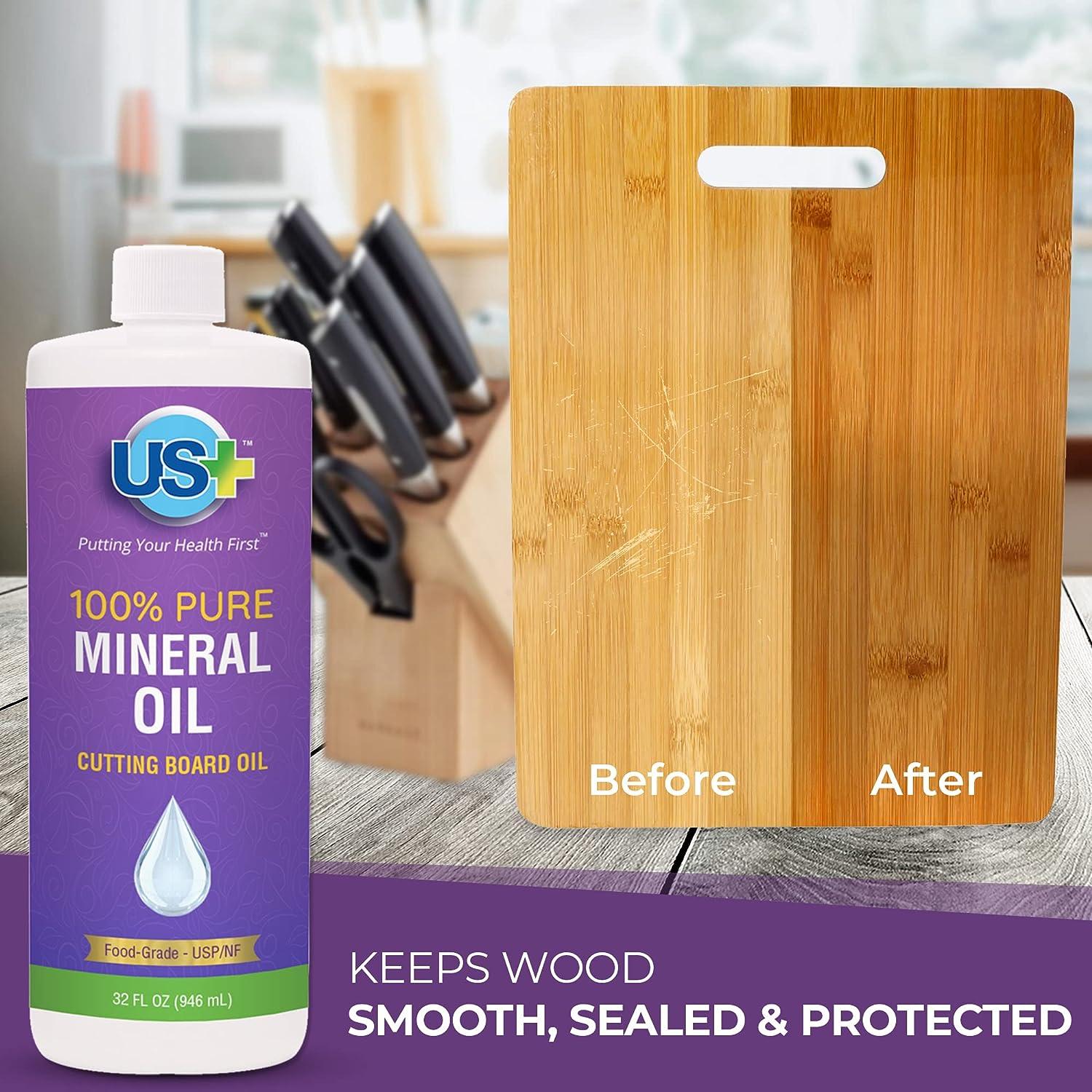 32oz US+ 100% Pure Mineral Oil - Food-Grade Cutting Board Oil for ...
