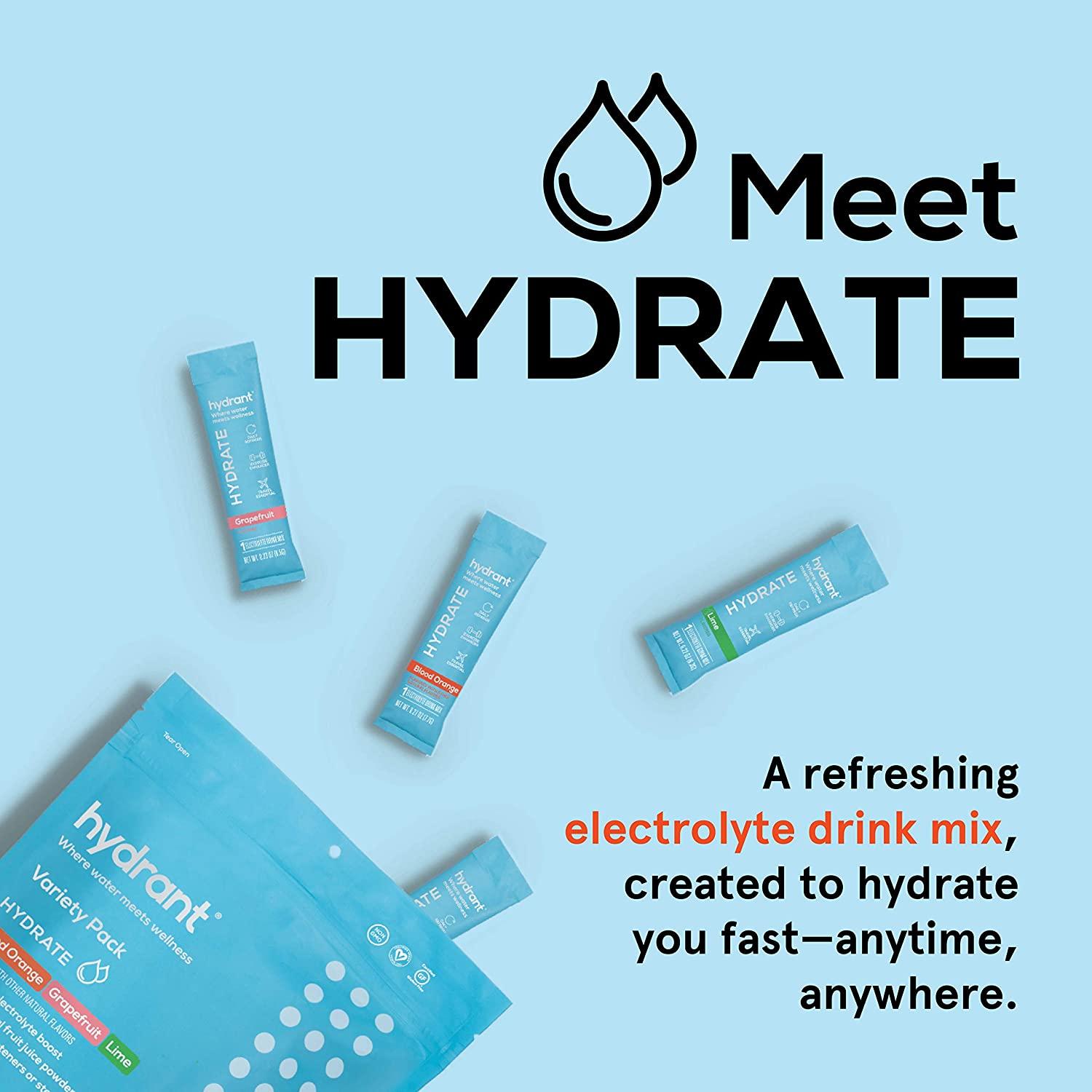 Hydrant Hydrate Electrolyte Powder - 30 Stick Packs for Rapid Hydration ...