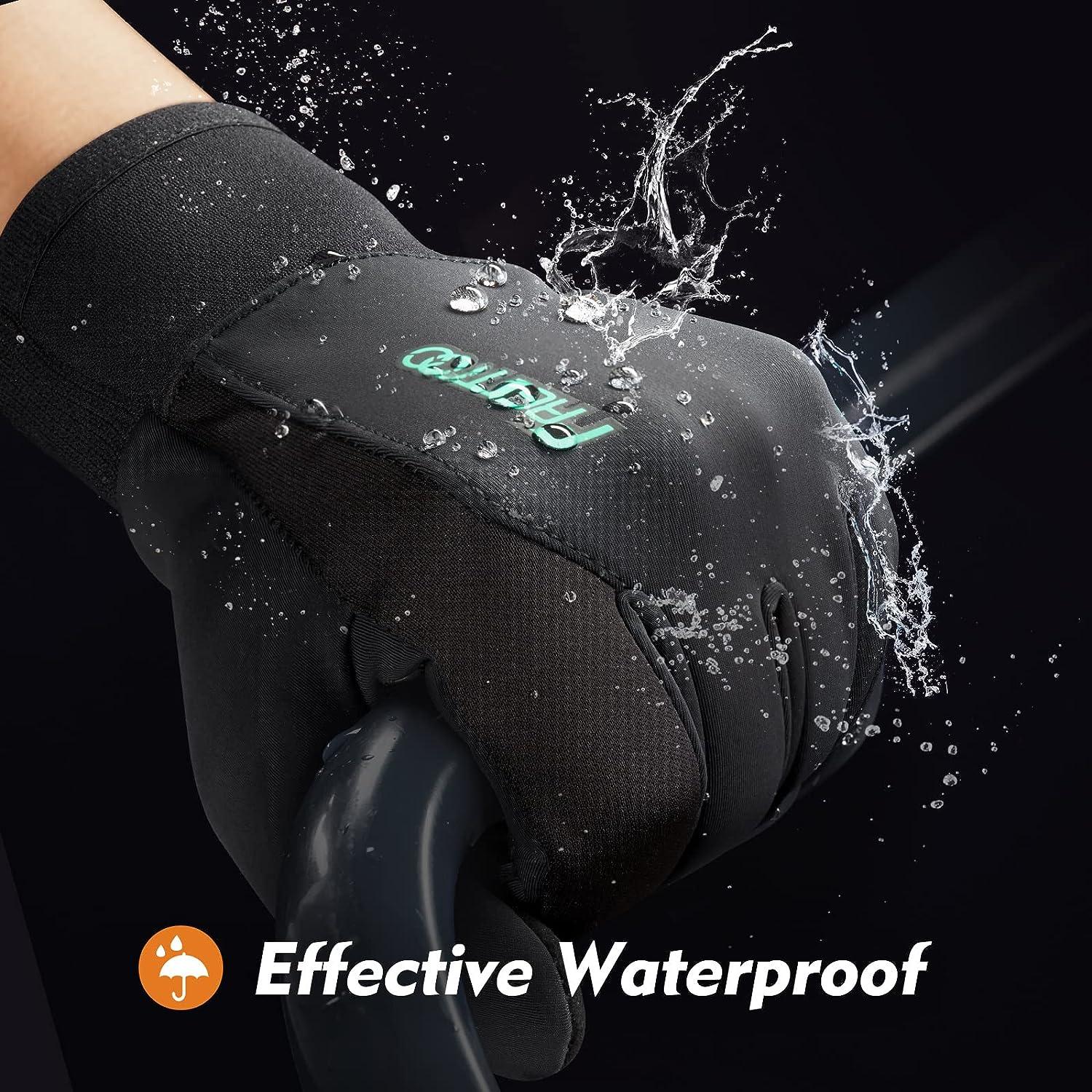 FREETOO Waterproof Winter Gloves - Midnight Black - Large | Fleece Lined for Cold Weather | Buy ...