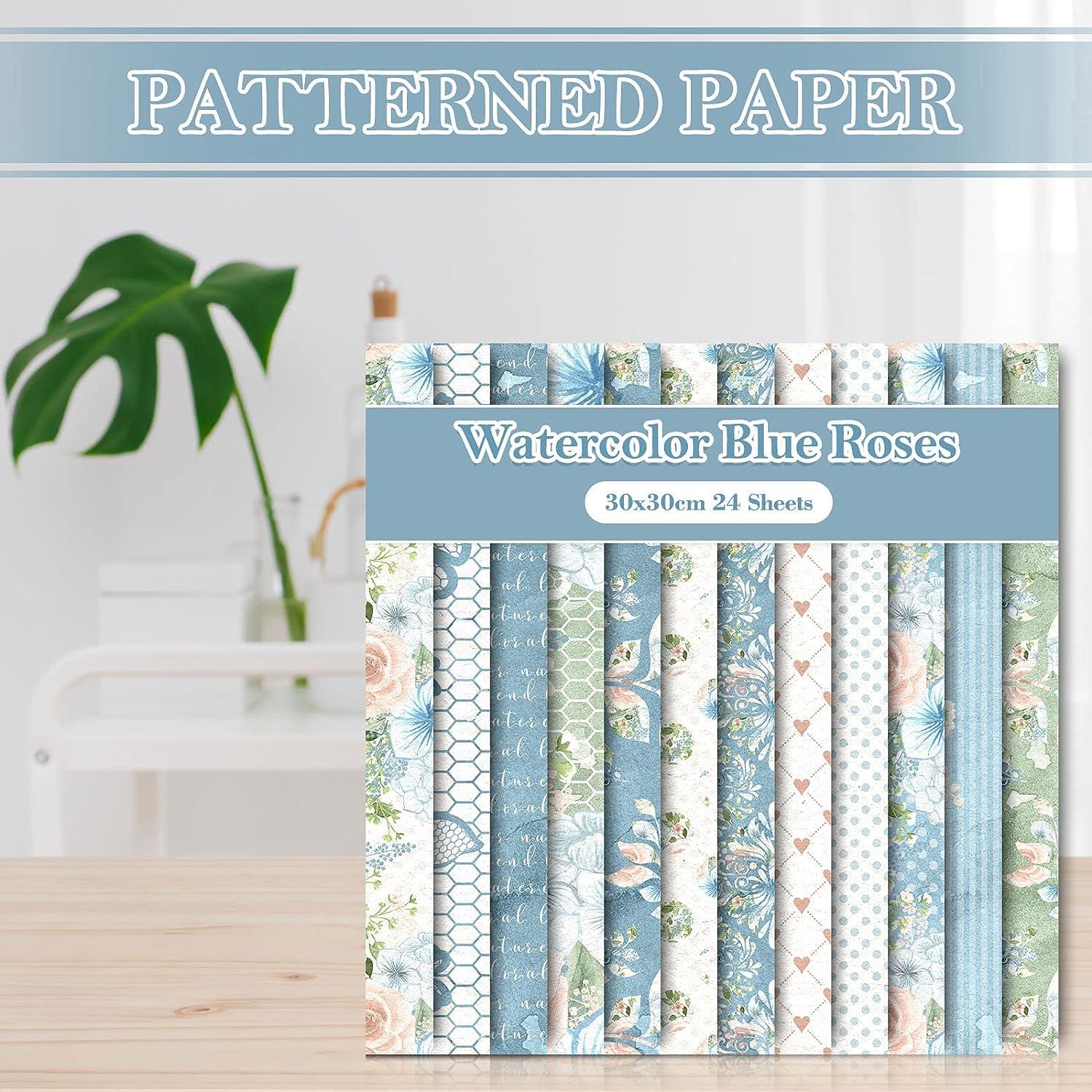 Whaline 24Pcs Blue Floral Pattern Paper 30x30cm - Double-Sided ...