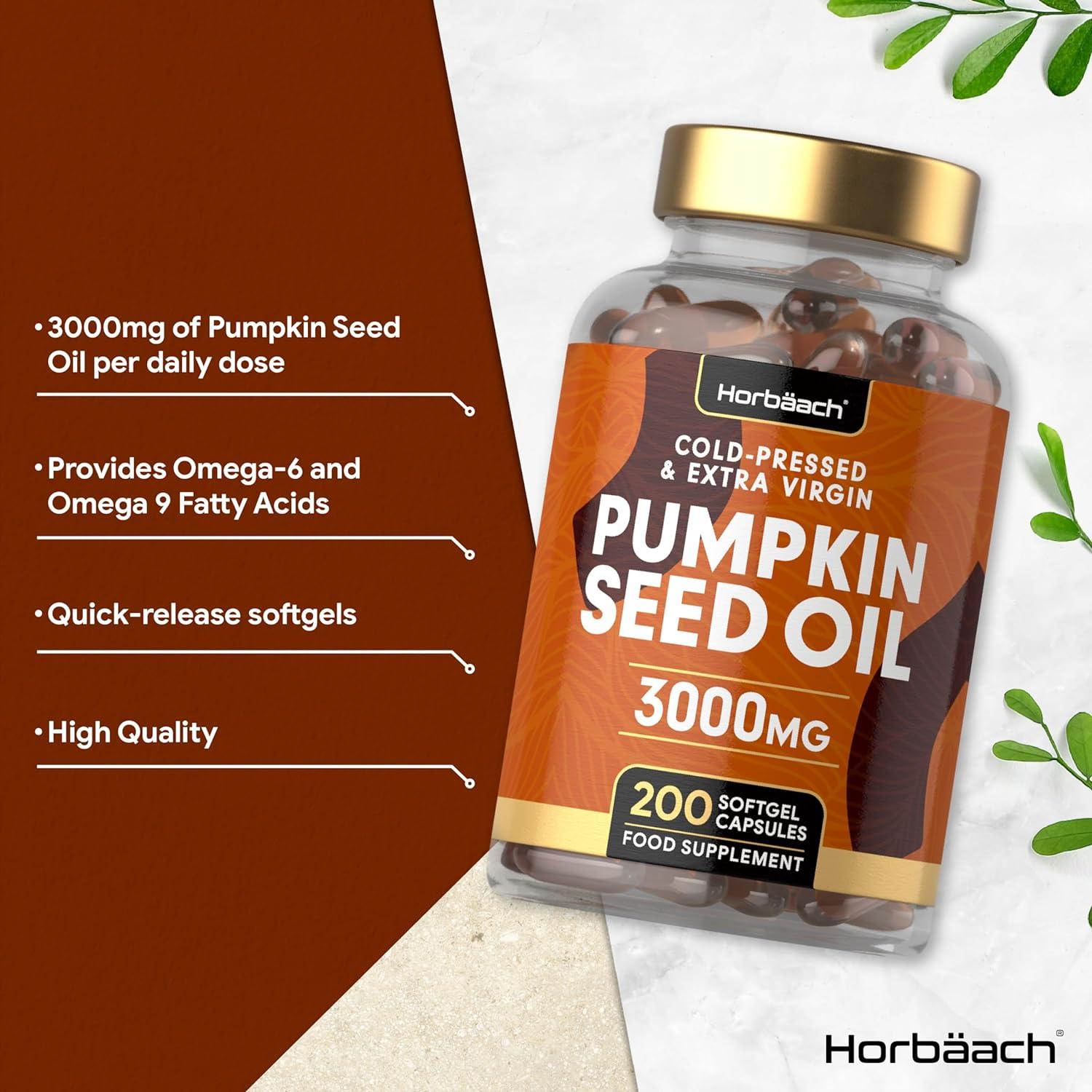 Pumpkin Seed Oil Capsules 3000mg | Cold Pressed | High Strength ...