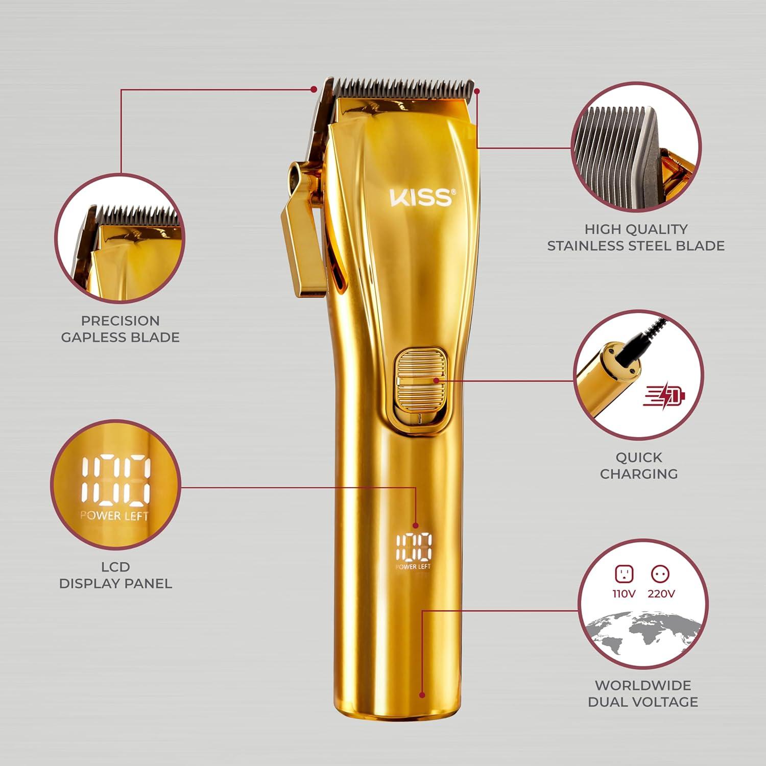 KISS Ultra-Cut Precision Carbon Steel Blade Cordless USB Hair Clipper ...