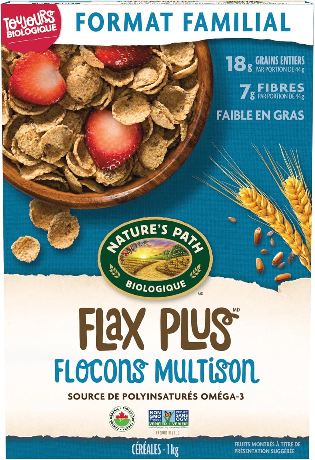 Nature's Path Organic Flax Plus Multibran Flakes Cereal 1 kg (Pack of 6 ...