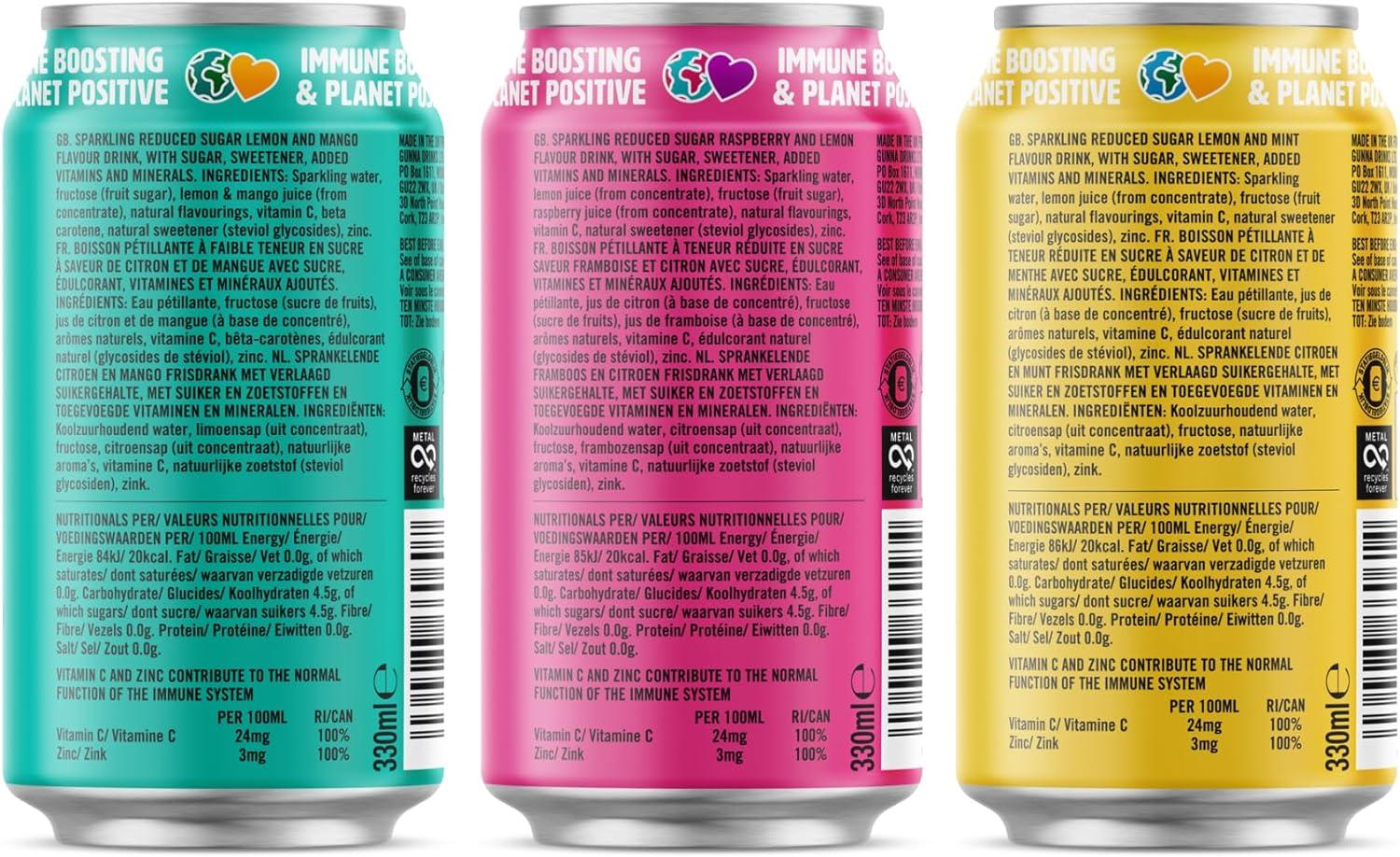 Gunna Immune Boosting Fizzy Drinks Variety Pack of Soft Drinks Natural ...