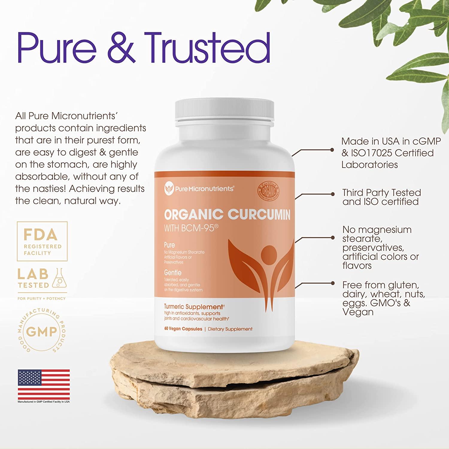 Organic Turmeric Curcumin BCM-95 Supplement + Black Pepper 1000mg - 60 ...