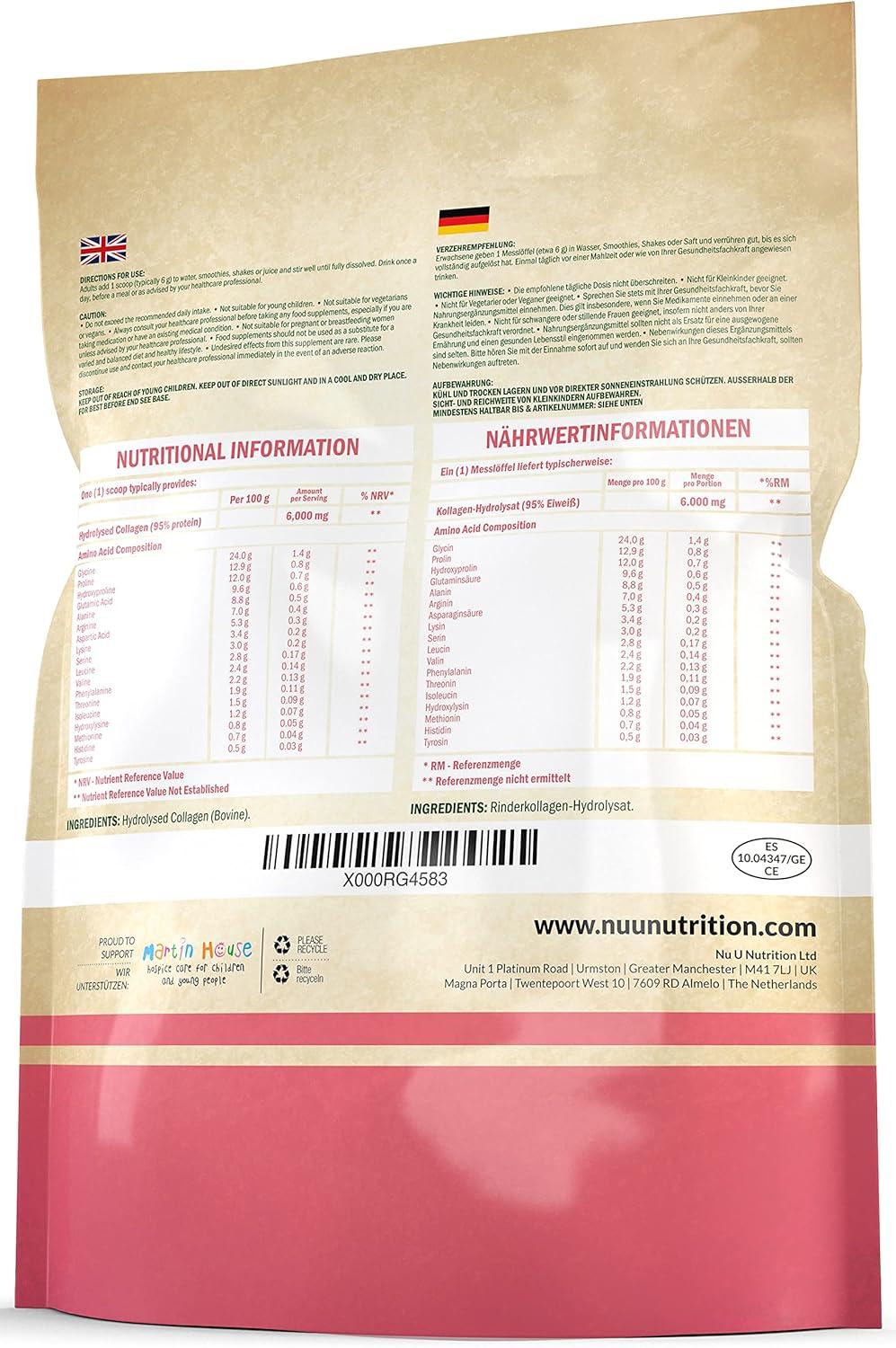 High Grade 600g Unflavoured Collagen Powder | EU Made Pure Bovine ...