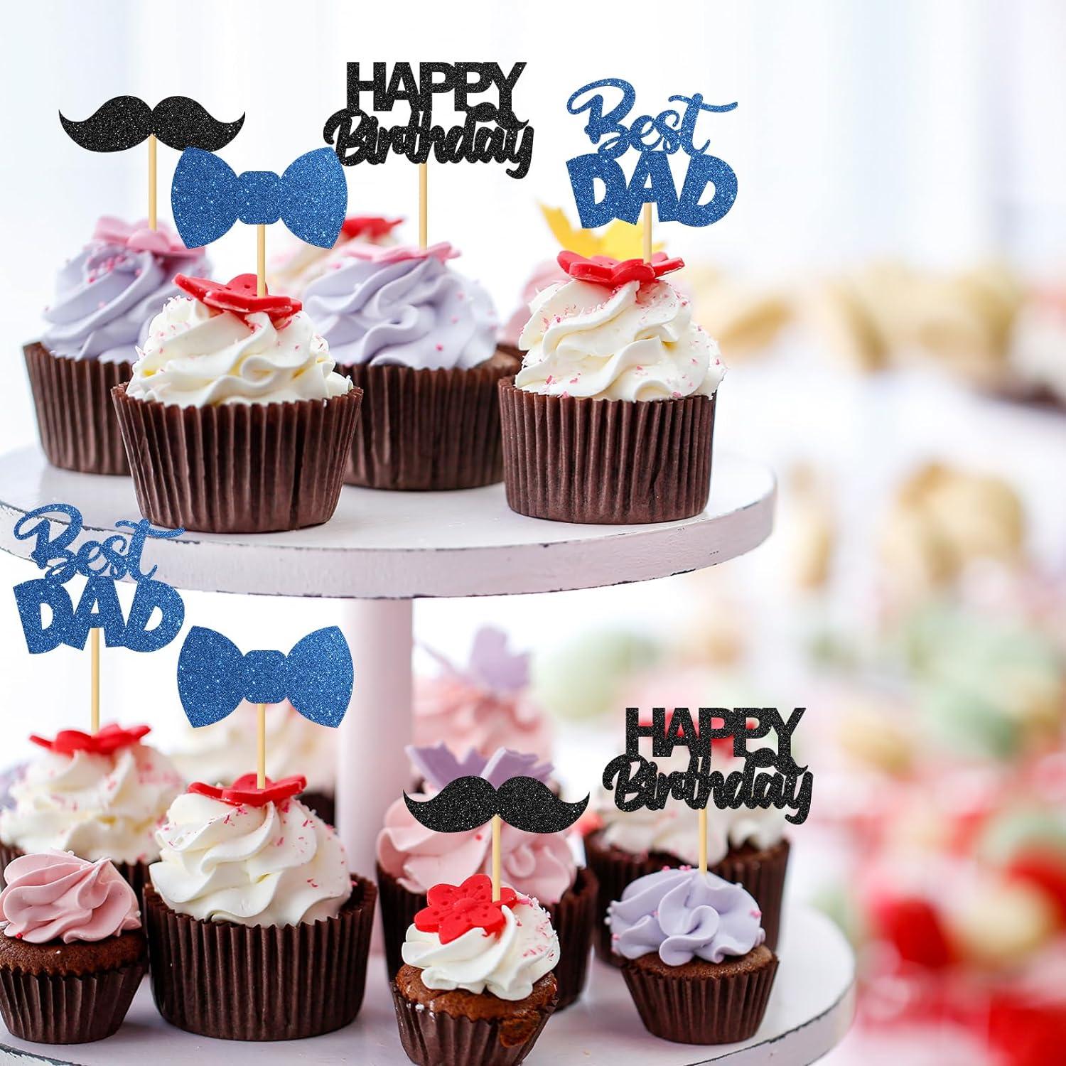 MonMon & Craft Birthday Dad Cupcake Toppers/Best Dad Ever Cupcake ...