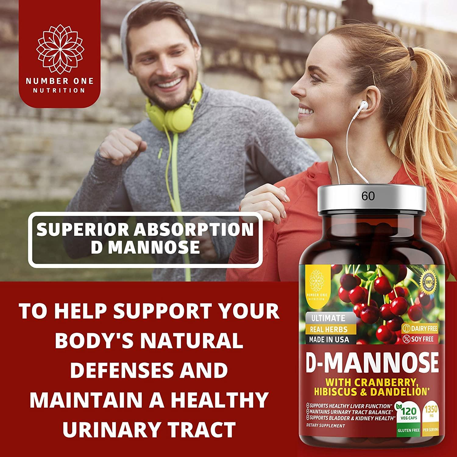 N1N Premium D Mannose with Cranberry & Hibiscus 1350mg - Urinary Tract ...
