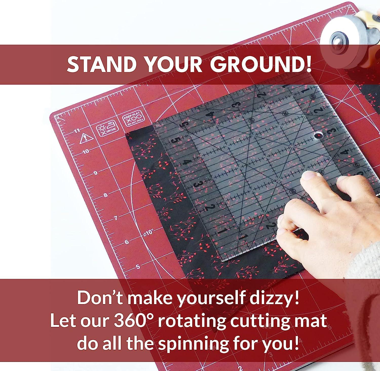 Madam Sew 12x12 Rotating Self Healing Cutting Mat for Quilting, Sewing ...