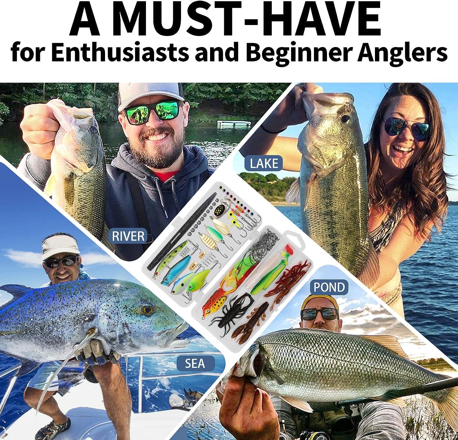 TRUSCEND 94Pcs Fishing Lures Kit - Minnow, Crankbait, Popper, Frog ...