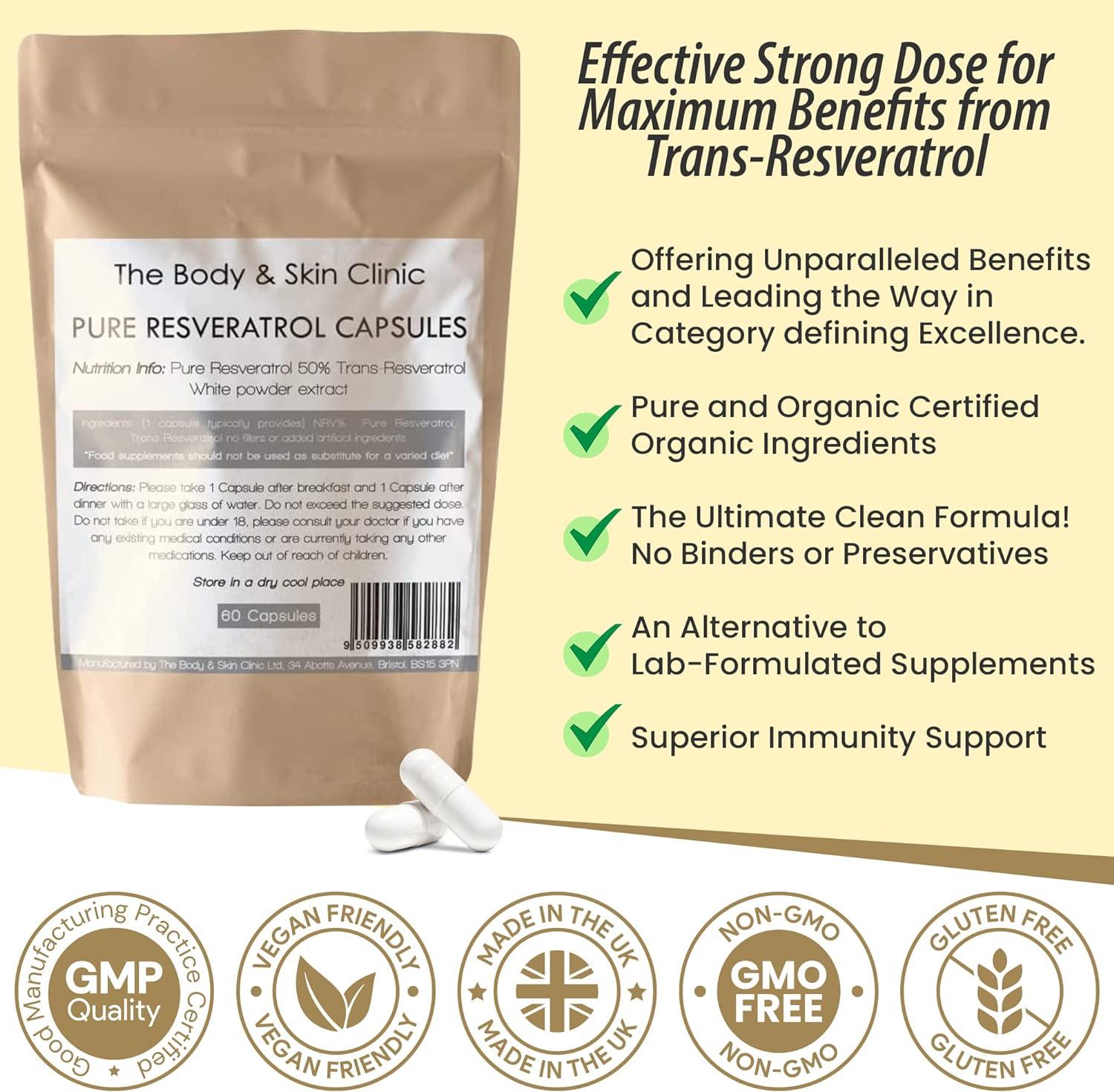Trans Resveratrol 60 Capsules - Pure Natural - UK Manufactured ...