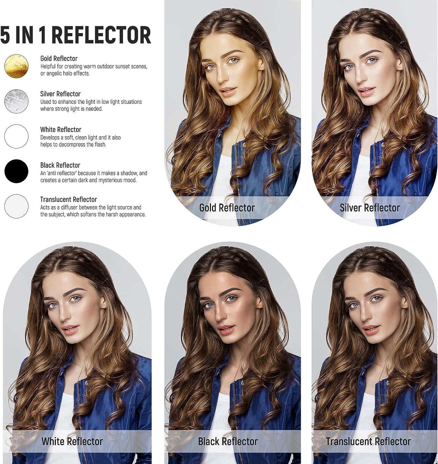 NEEWER 32"/80cm Light Reflector Kit, 5 in 1 Collapsible Round Reflector ...