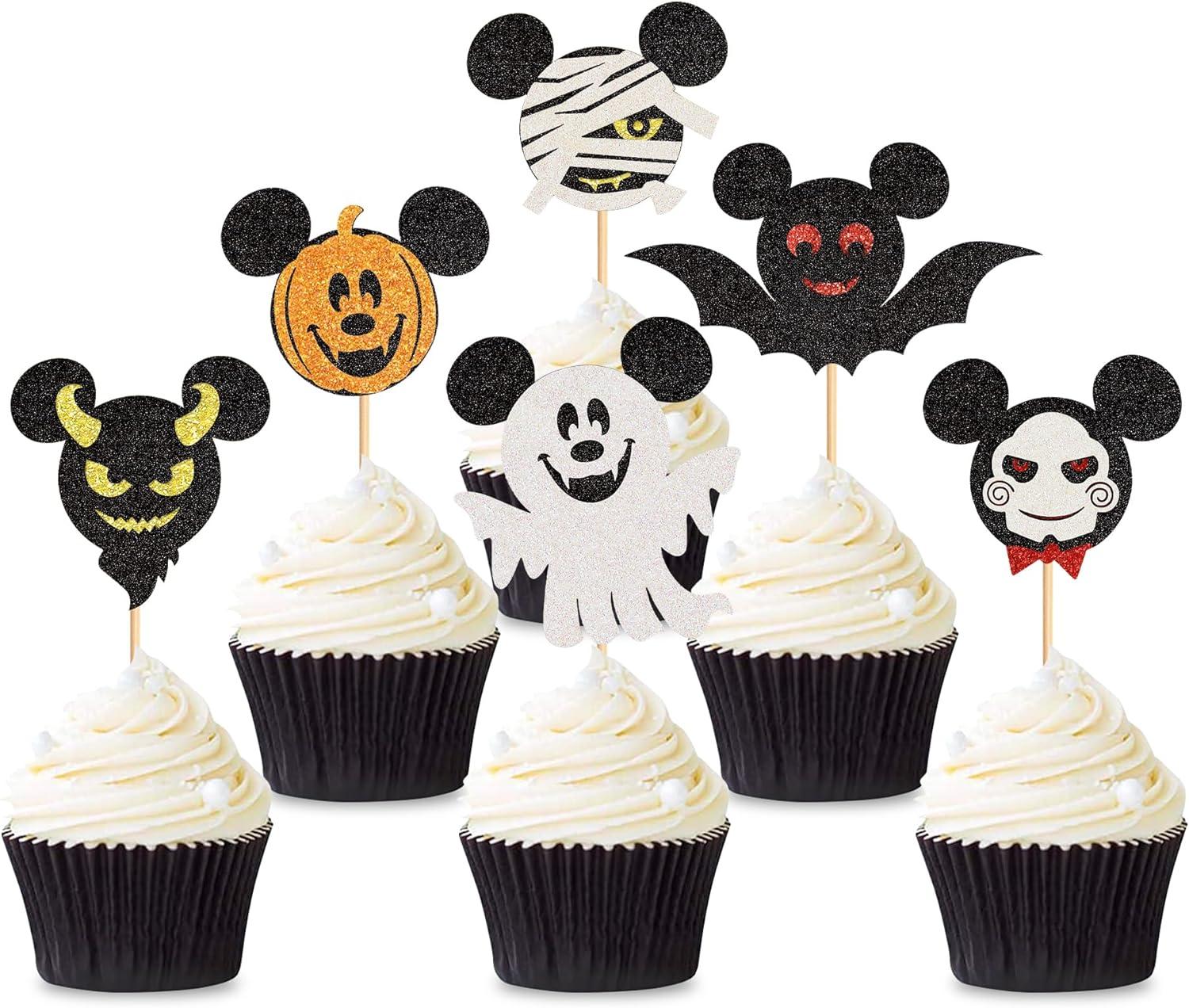 Cyodoos 24PCS Mouse Halloween Cupcake Toppers Plastic Halloween ...