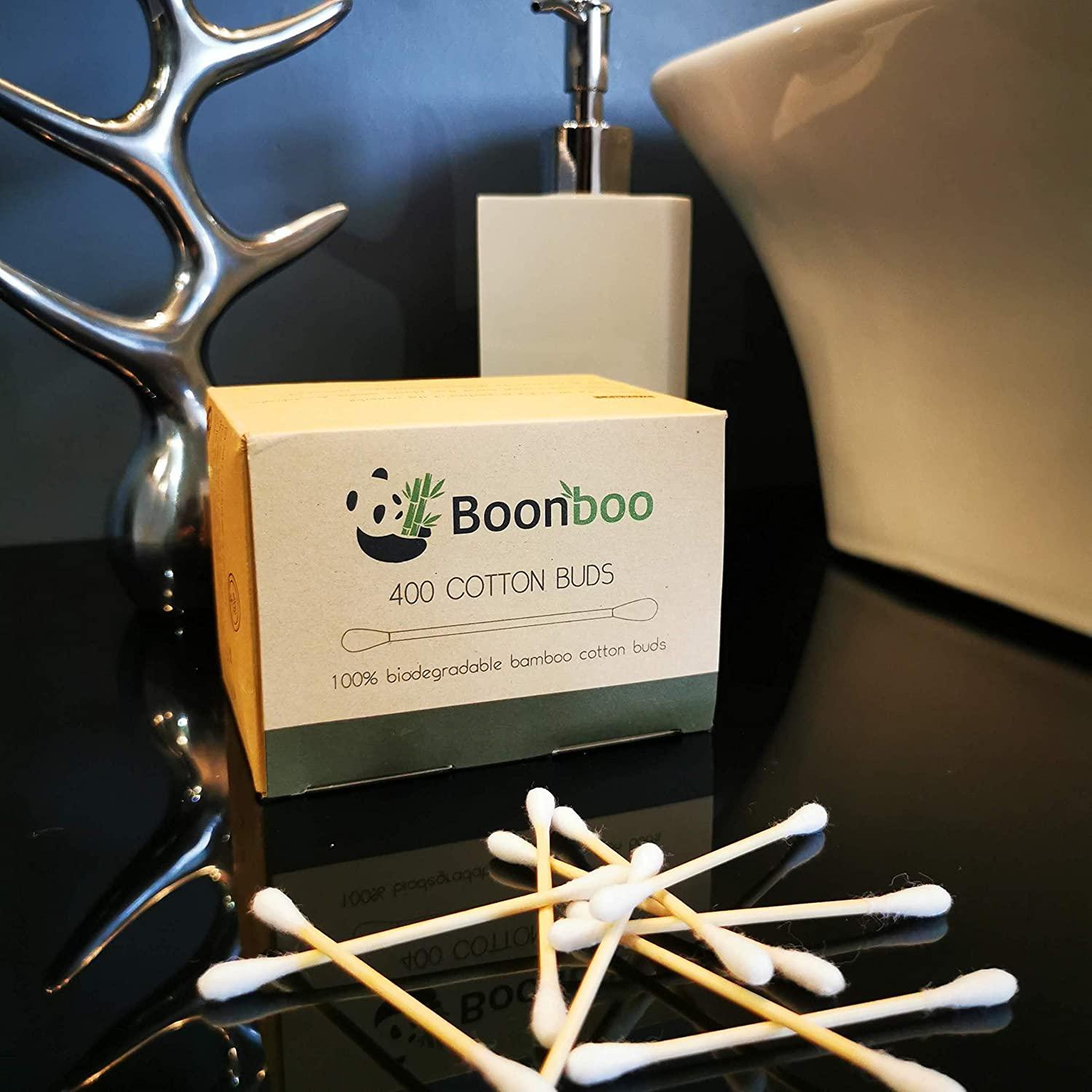 Boonboo Bamboo Cotton Swabs 400 Count - Plastic-Free & Biodegradable ...