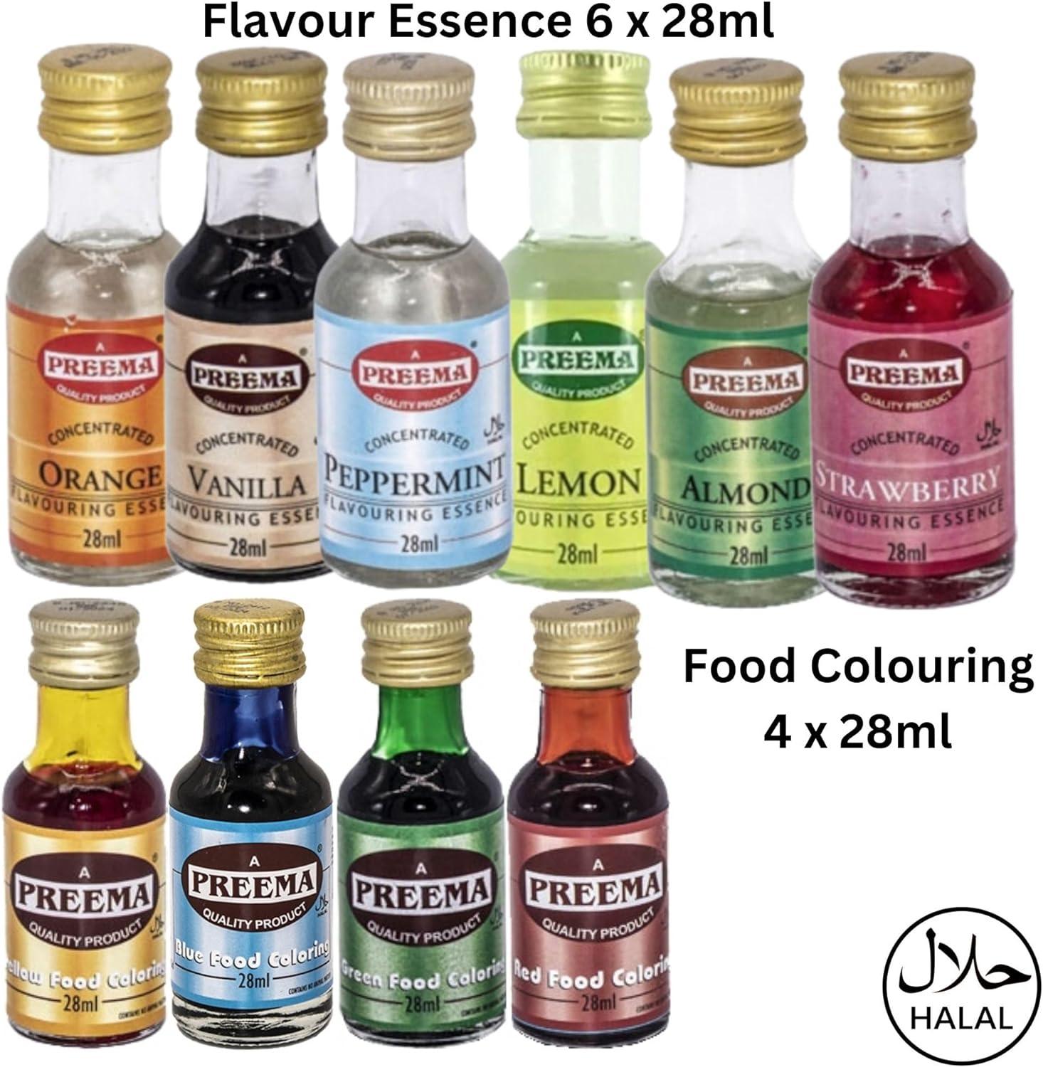 Food Flavouring Essence and Food Colour Bundle Containing 6 Preema Food ...