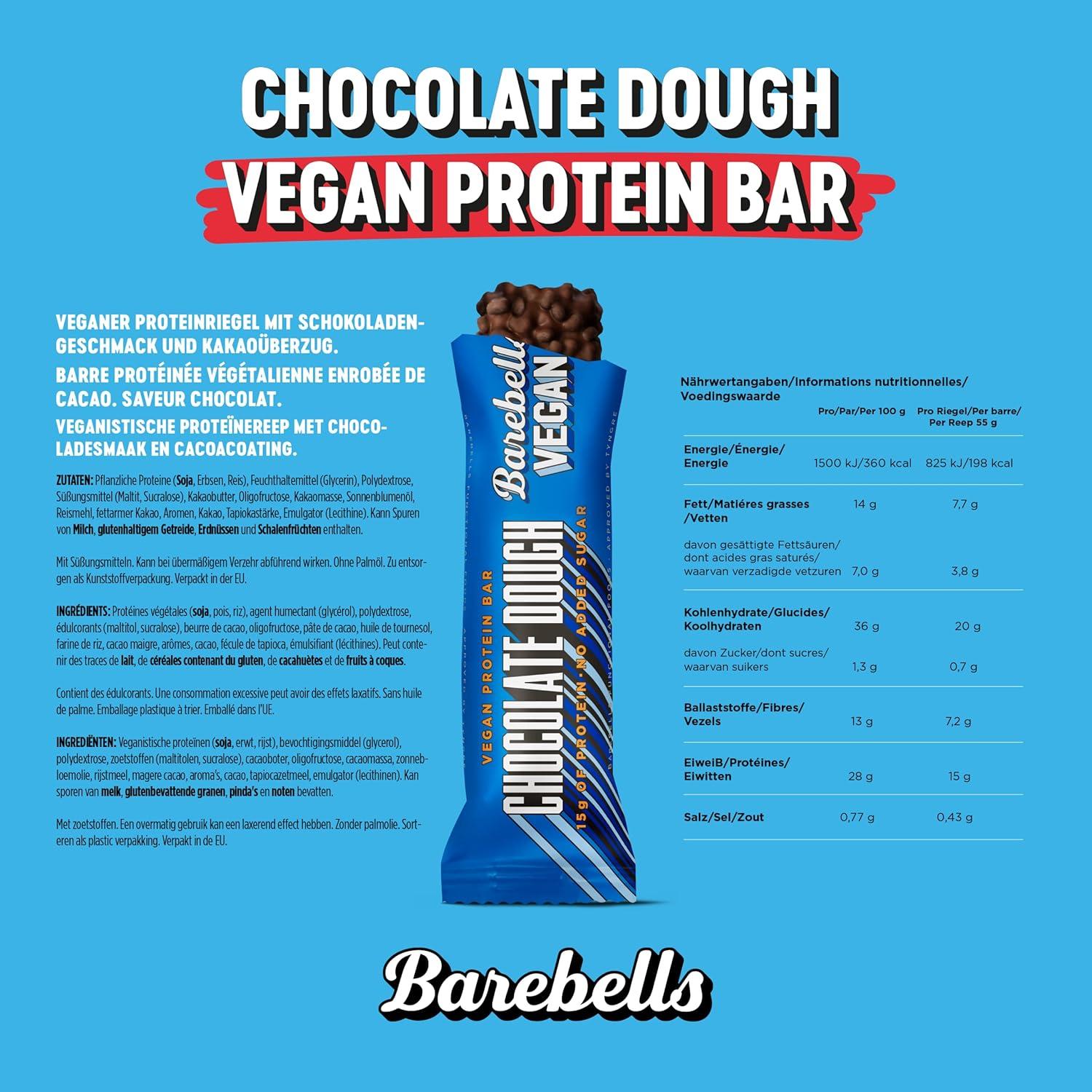 Buy Barebell's Vegan Protein Bar - 12x55g | Delicious Sugar-Free 15g ...