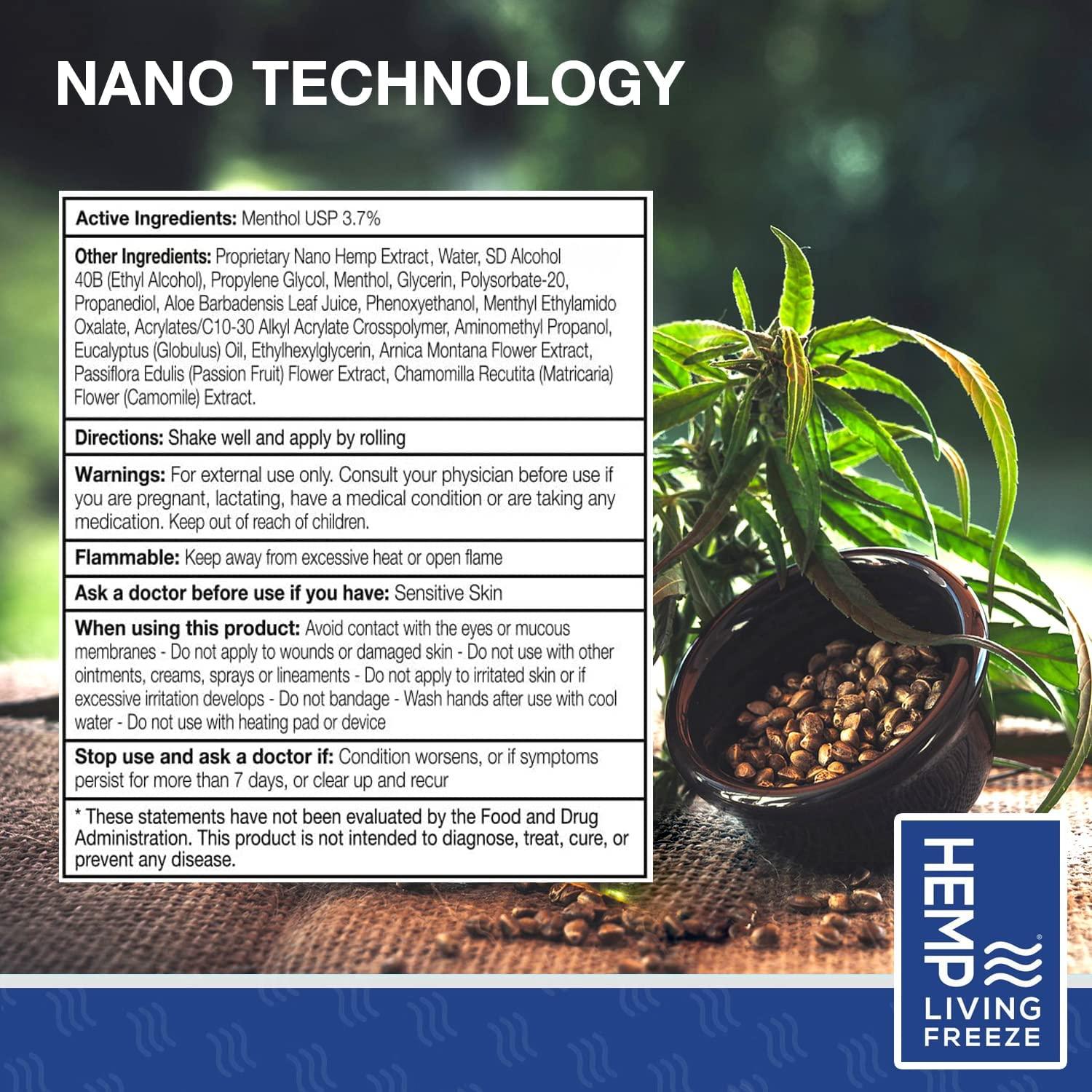 Hemp Living Freeze Nano Hemp Extract | Topical Cold Therapy Roll On 300 ...