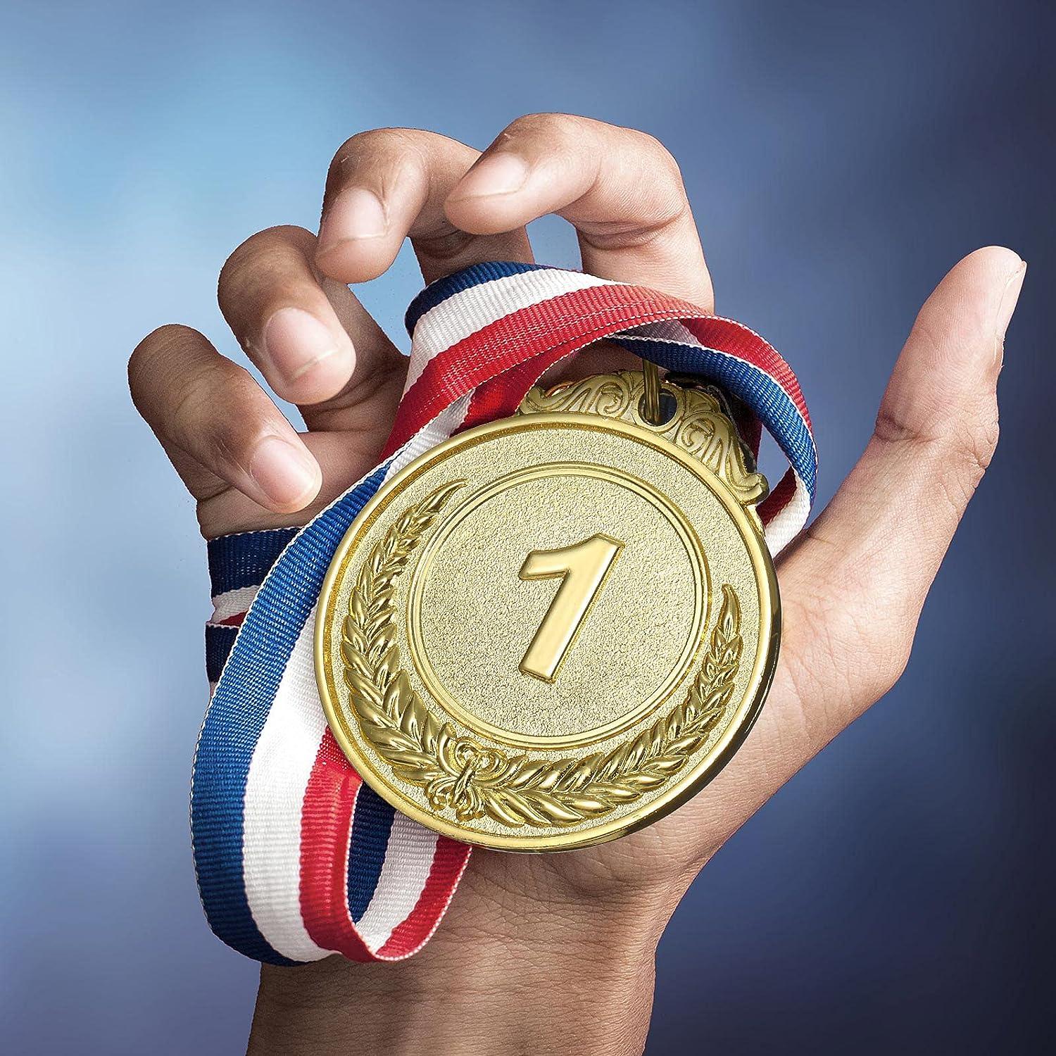 Gold Silver Bronze Olympic Style Winner Medals with Neck Ribbon for ...