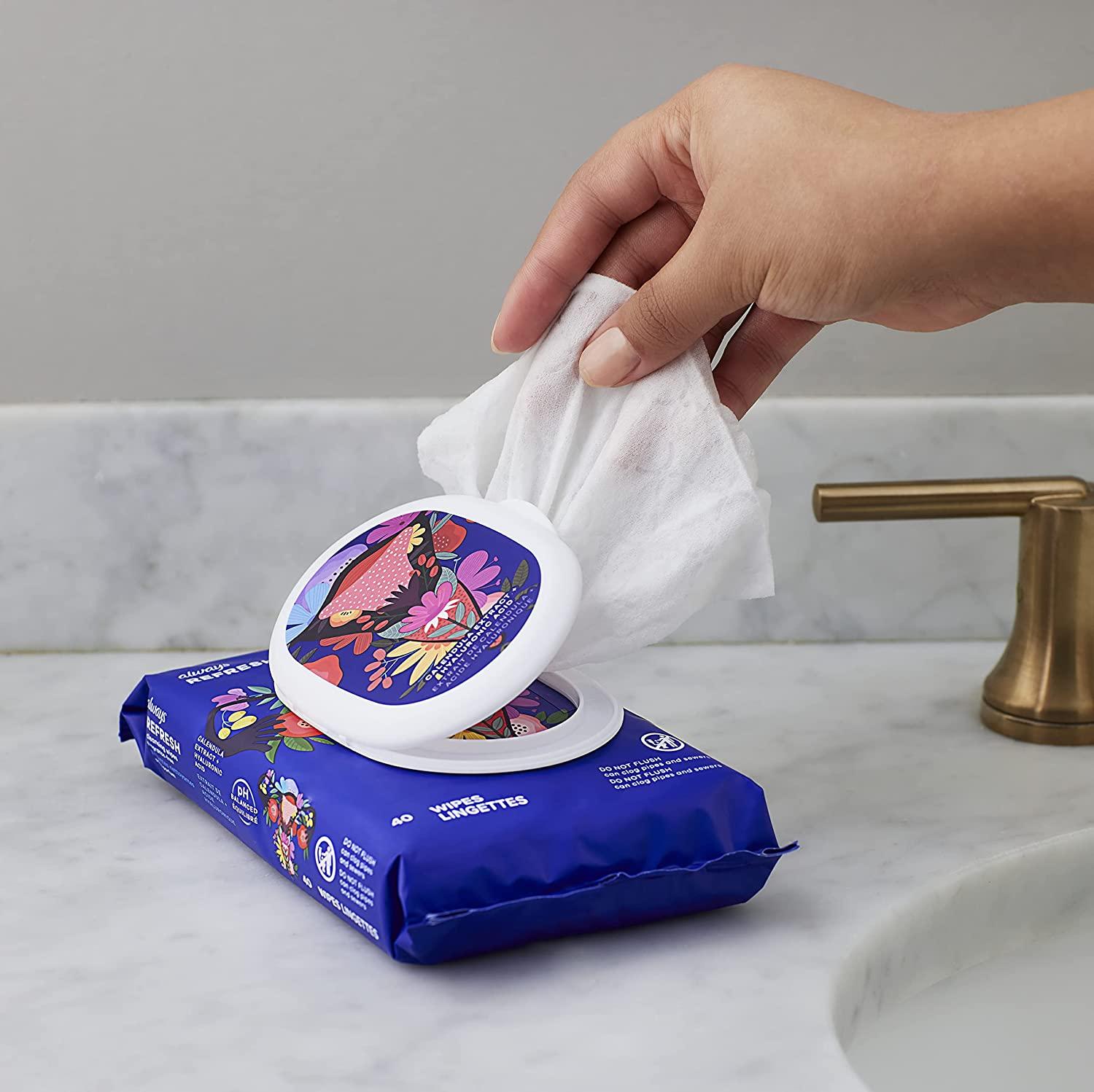 Always Refresh Cleansing Intimate Wipes For Women, Ph Balanced For Skin ...